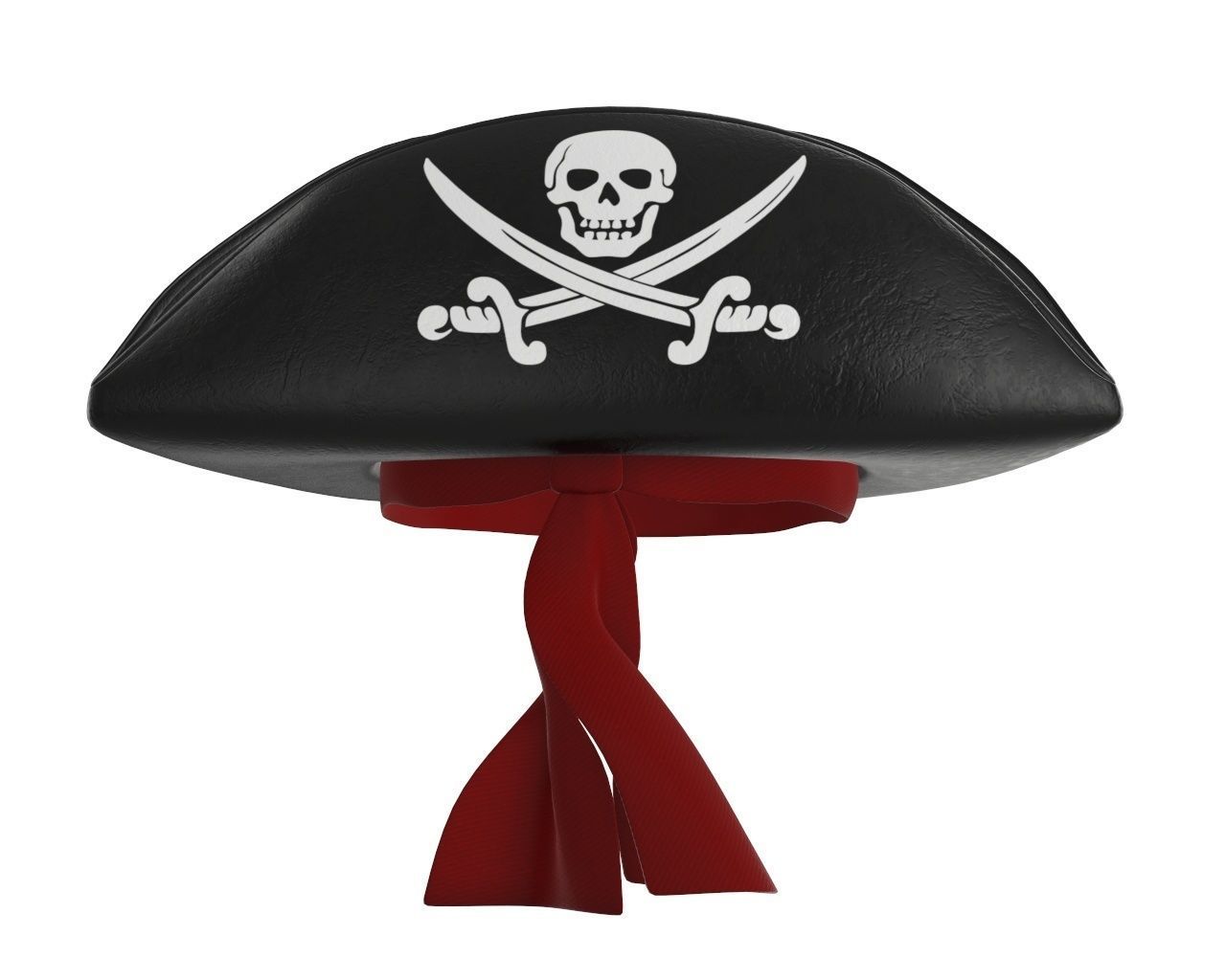 pirate tricorn hat with skulls and a red bandana 3D model | CGTrader