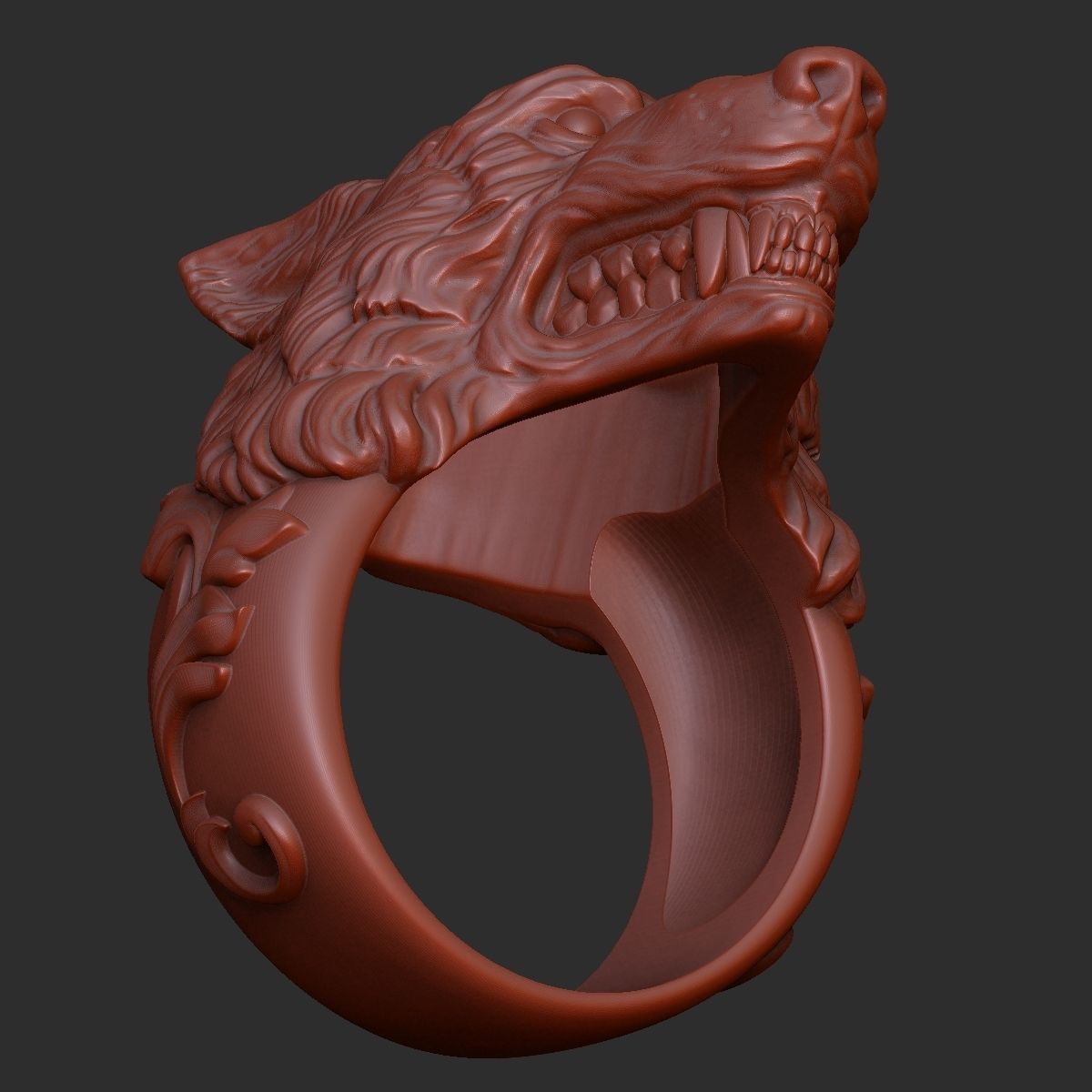 Wolf ring 3D model 3D printable | CGTrader