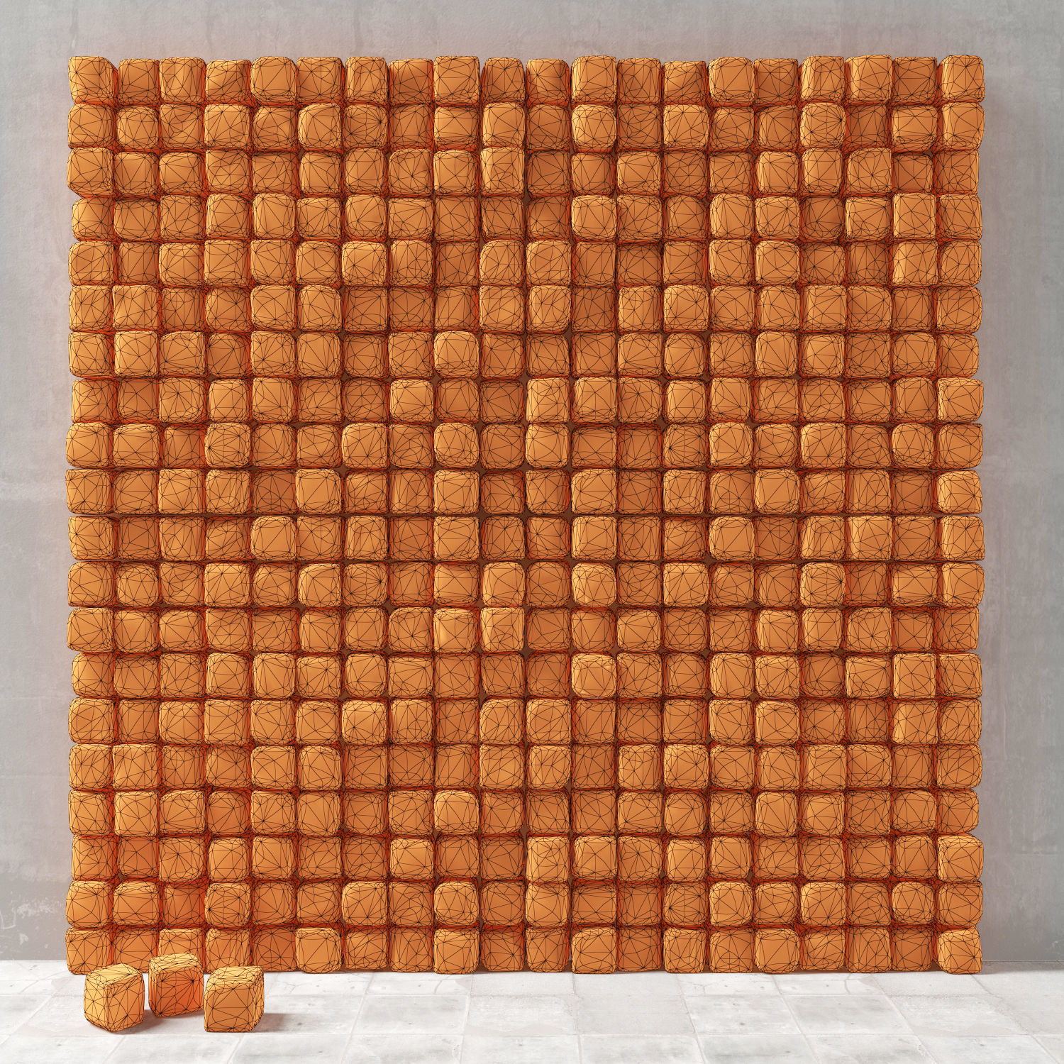 Stone cube panel 3D model | CGTrader