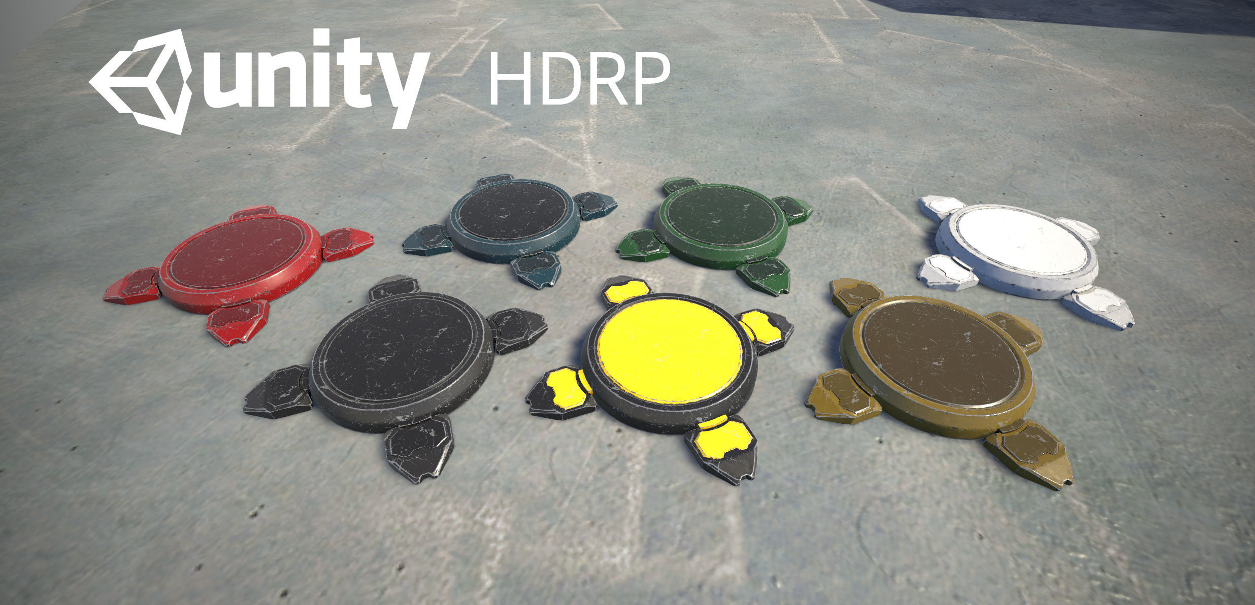3D model Landmine futuristic - lowpoly - PBR - 7 color variants VR / AR ...