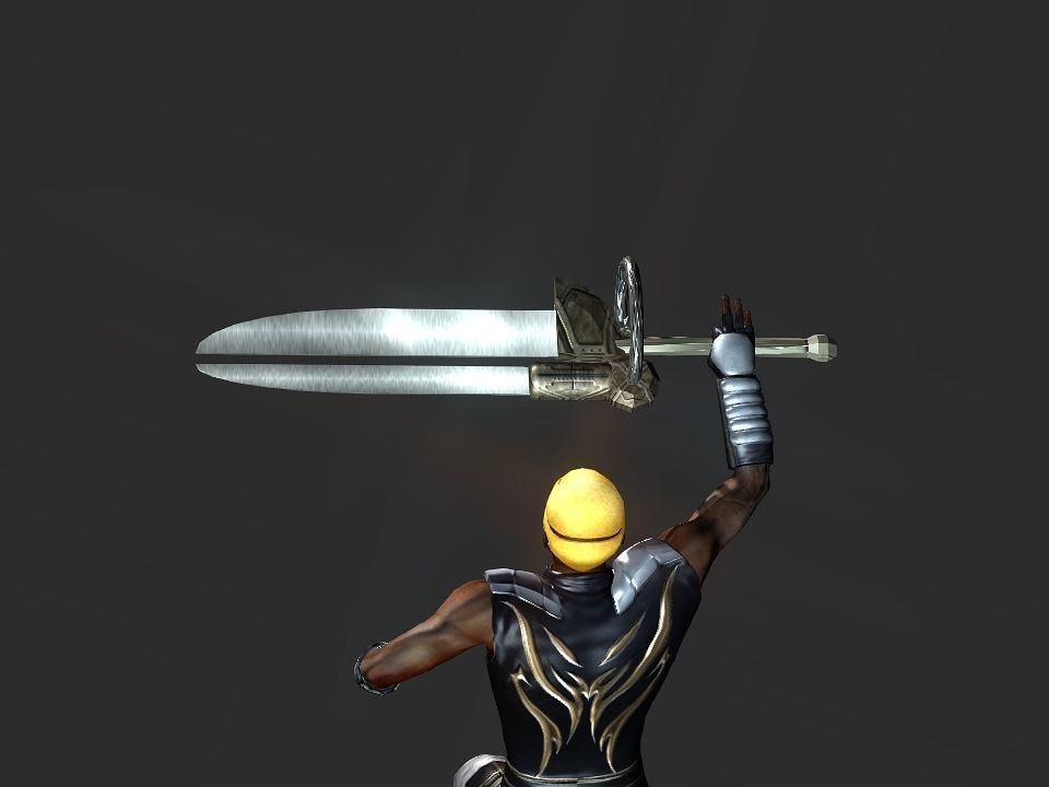 3D model Double bladed tuner mechanical sword VR / AR / low-poly ...