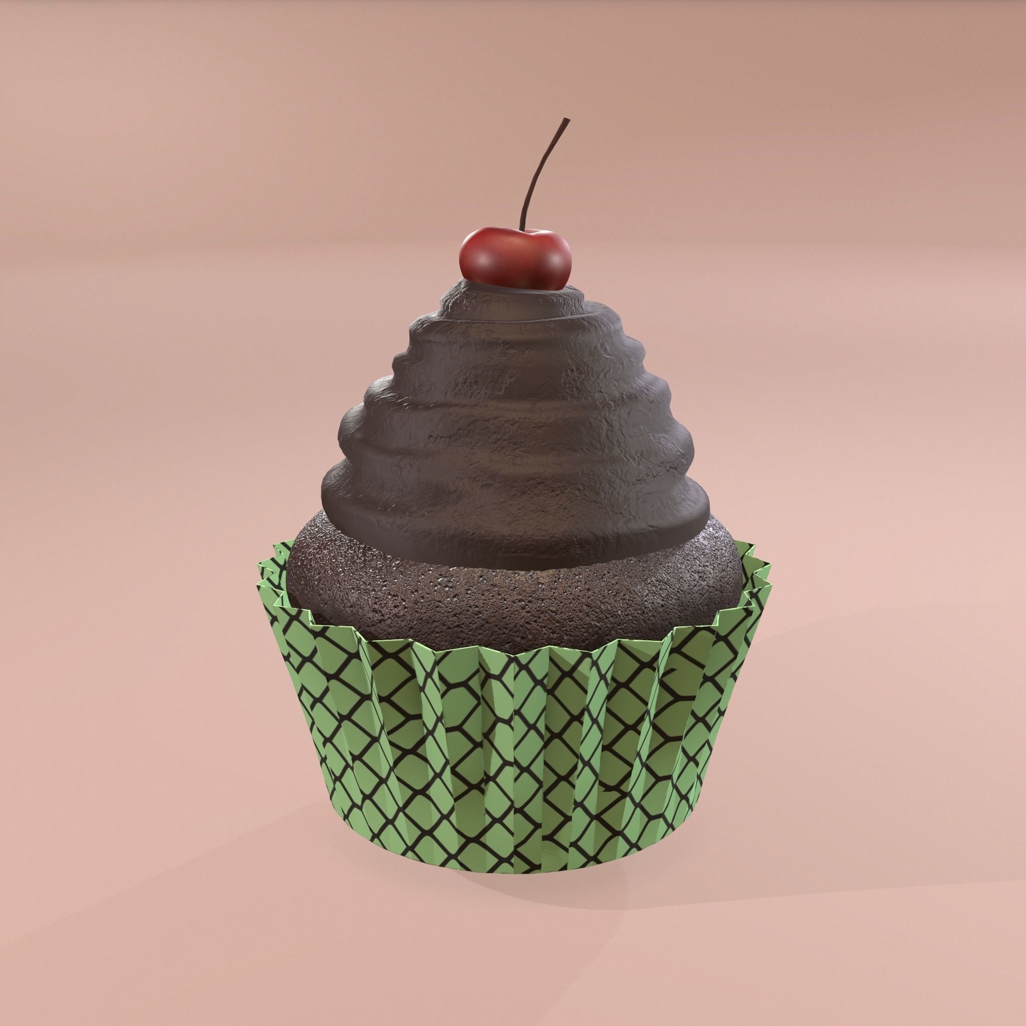 Chocolate Lava Cherry Cupcake free VR / AR / low-poly 3D model | CGTrader