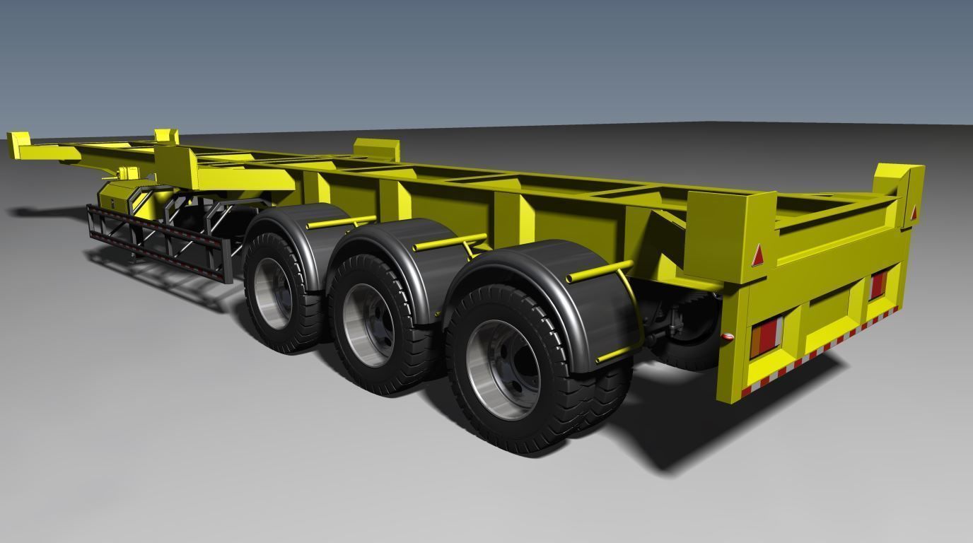 Truck Trailer long truck 40feet 3D model rigged | CGTrader