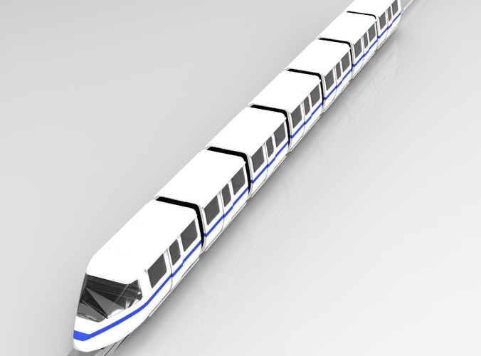 Monorail Train with Track 3D Model rigged .obj - CGTrader.com