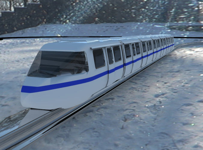 Monorail Train With Track 3d Model Rigged Obj Cgtrader