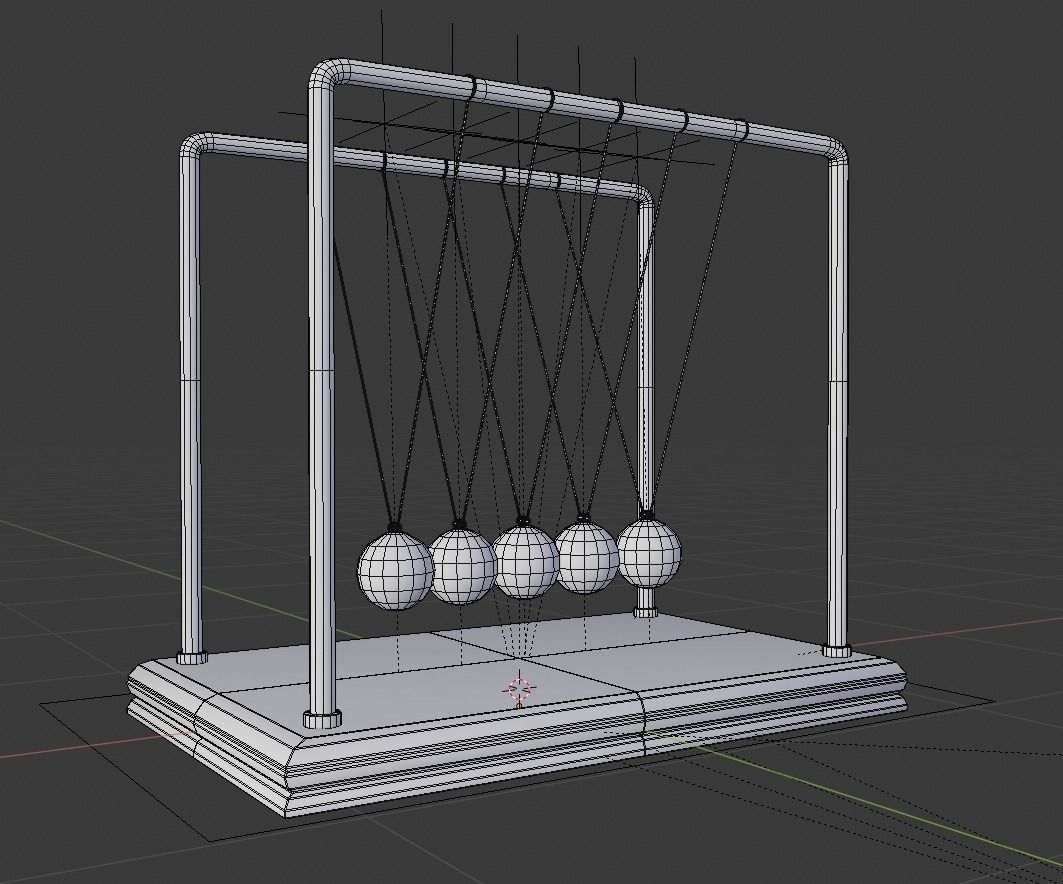 3D model Newtons Pendulum Cradle Ball Rigged Animated Lowpoly PBR VR / AR / low-poly rigged ...