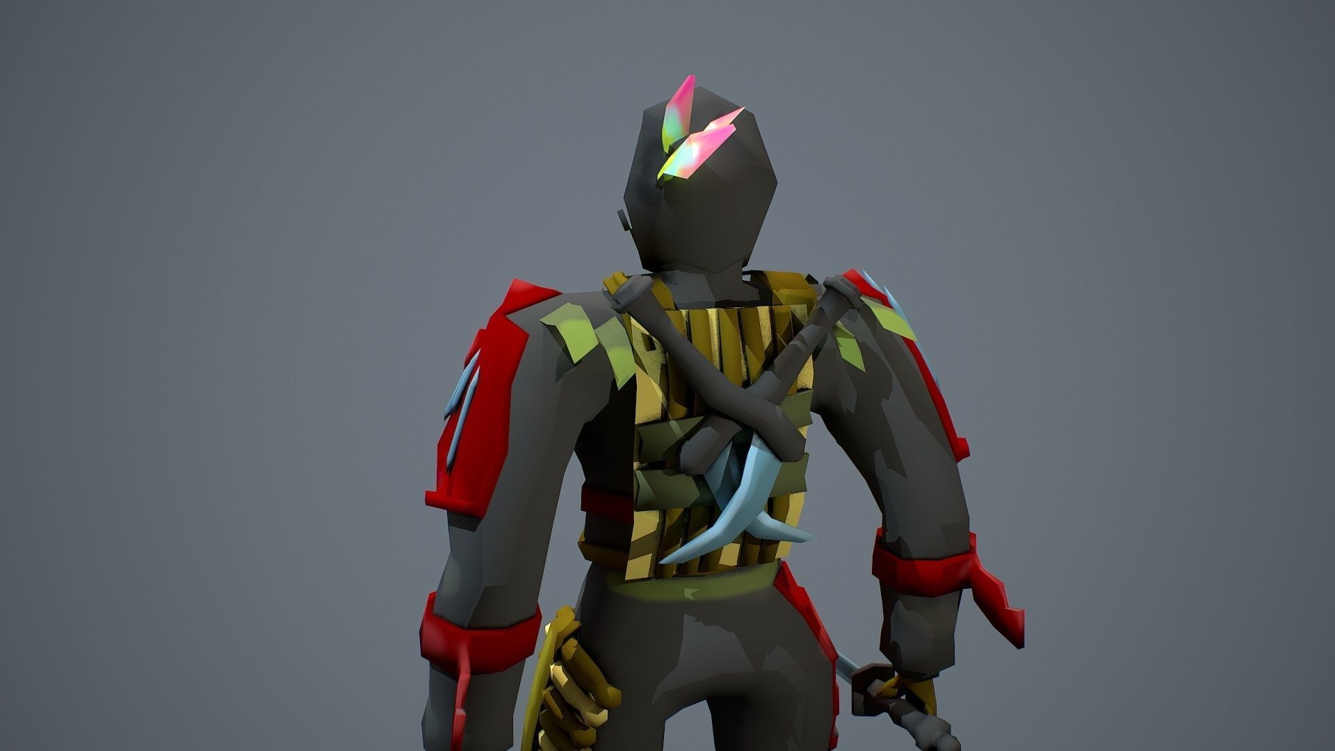 3D model Low poly stylized fantasy ninja character model VR / AR / low ...