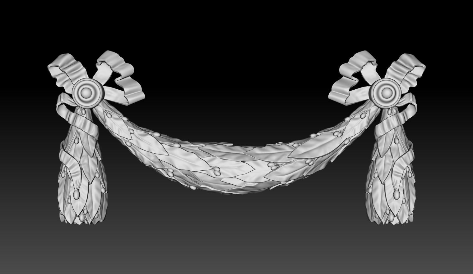 Festoon with laurel leaves and ribbons 3D model | CGTrader