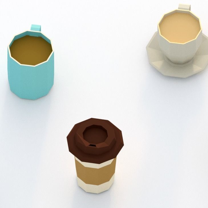 3D model Low Poly Coffee Cups VR / AR / low-poly | CGTrader
