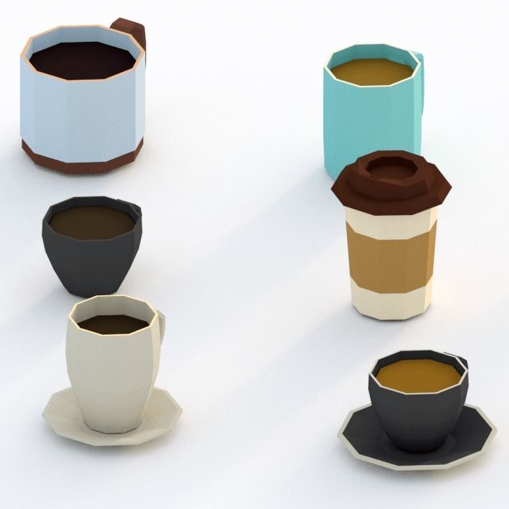 3D model Low Poly Coffee Cups VR / AR / low-poly | CGTrader