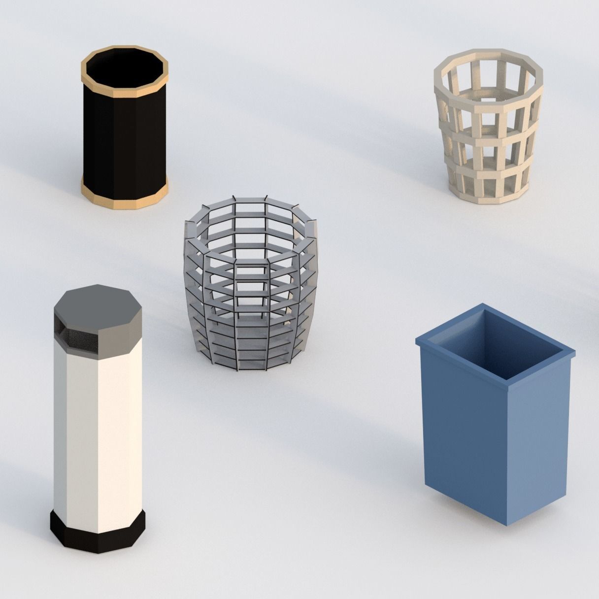 3D model Low Poly Waste Baskets VR / AR / low-poly | CGTrader