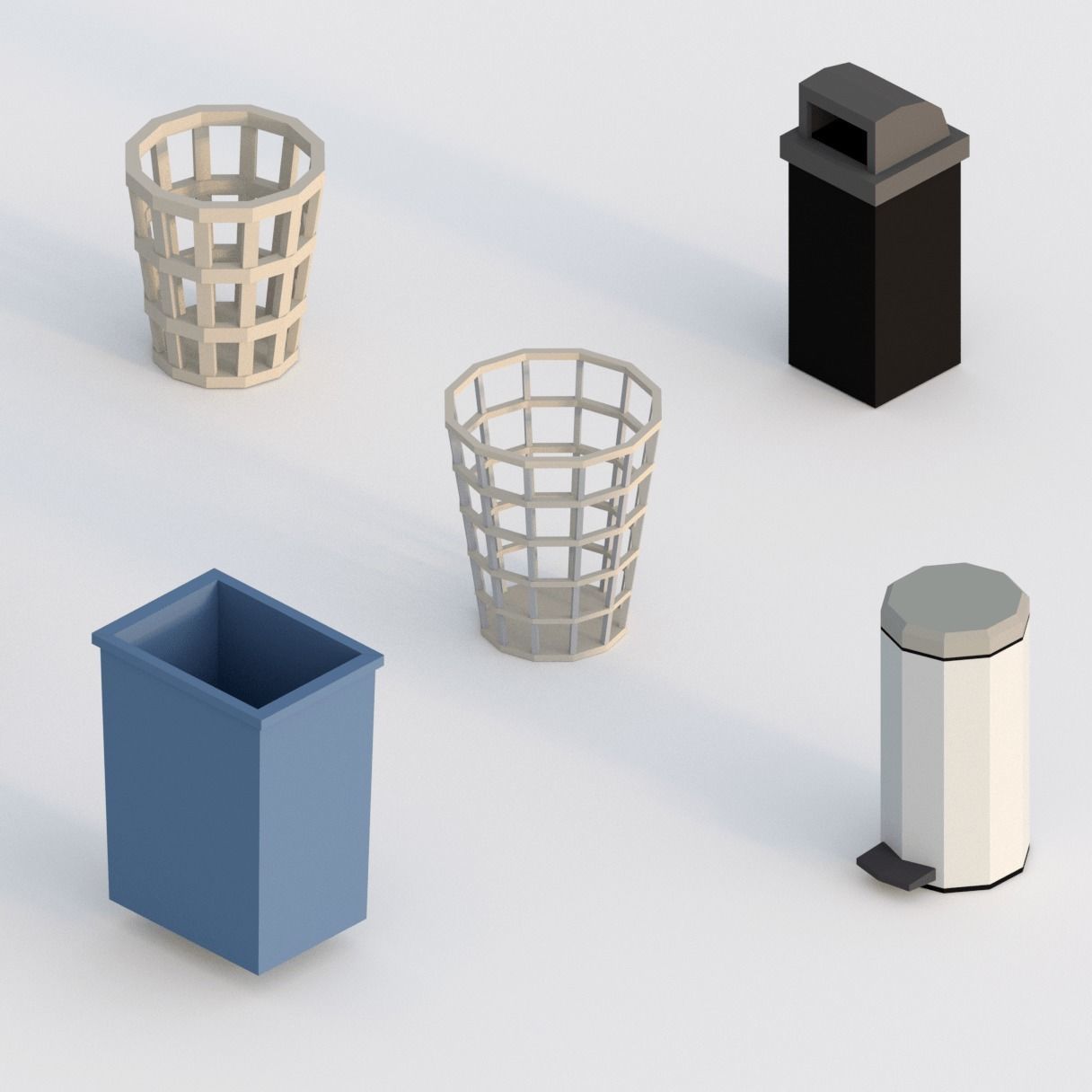 3D model Low Poly Waste Baskets VR / AR / low-poly | CGTrader
