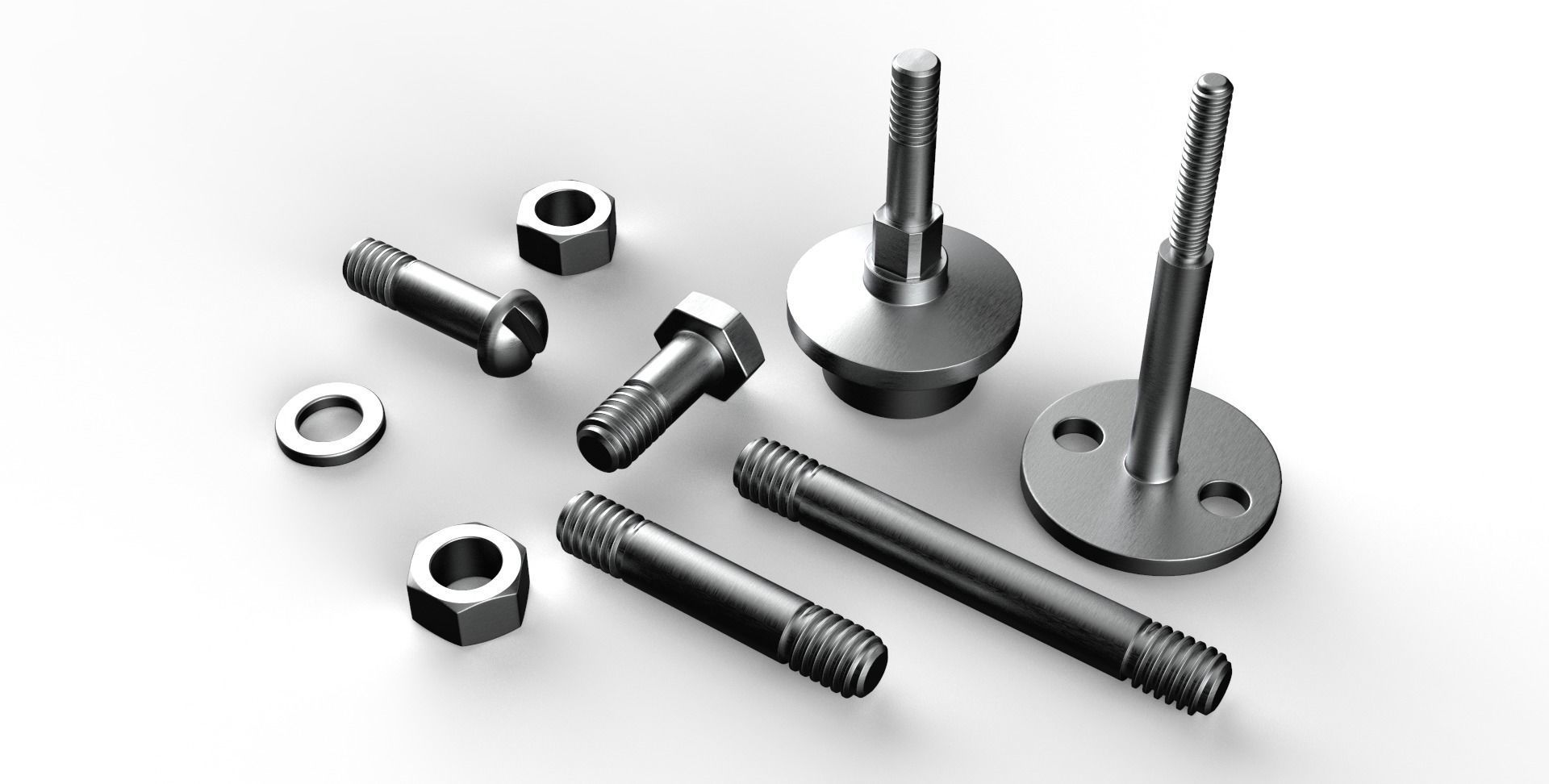 Nuts and screw 3D model | CGTrader
