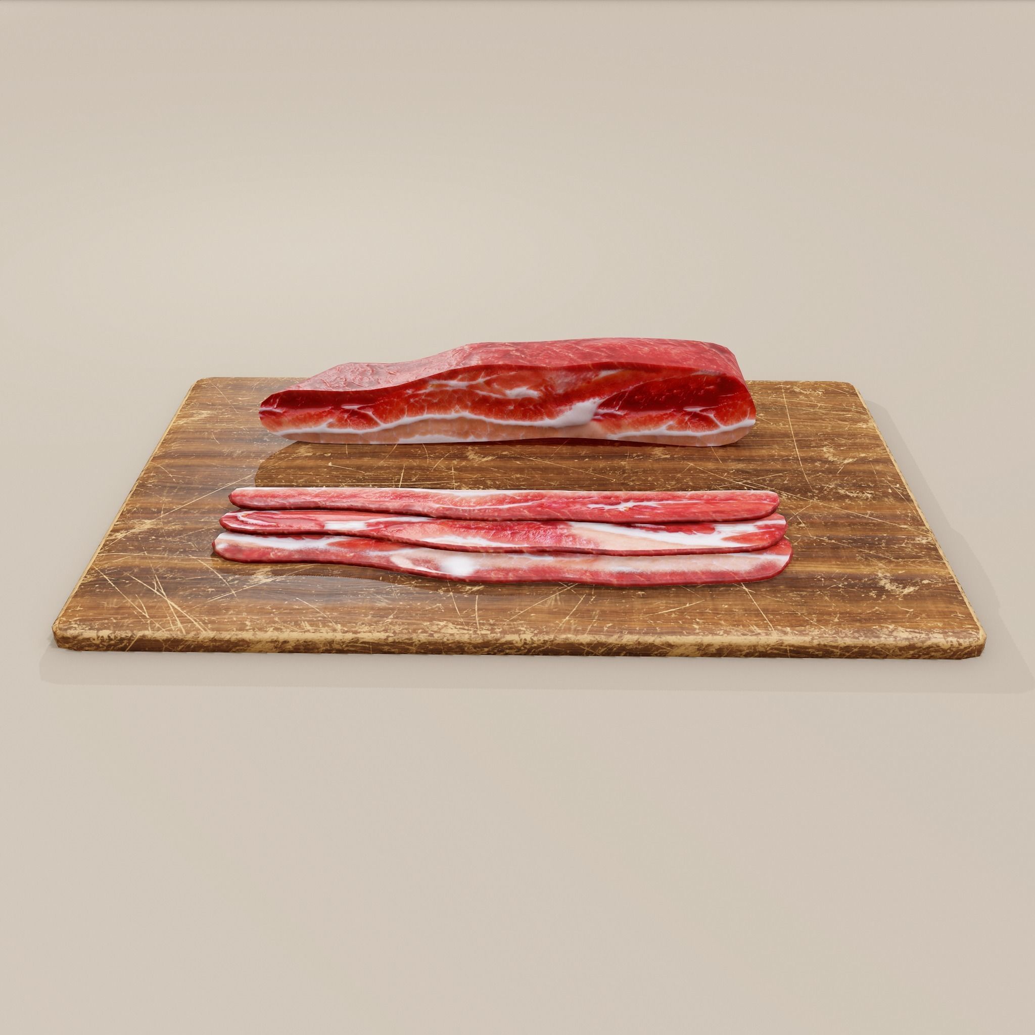 3D model Bacon on Cutting Board VR / AR / low-poly | CGTrader