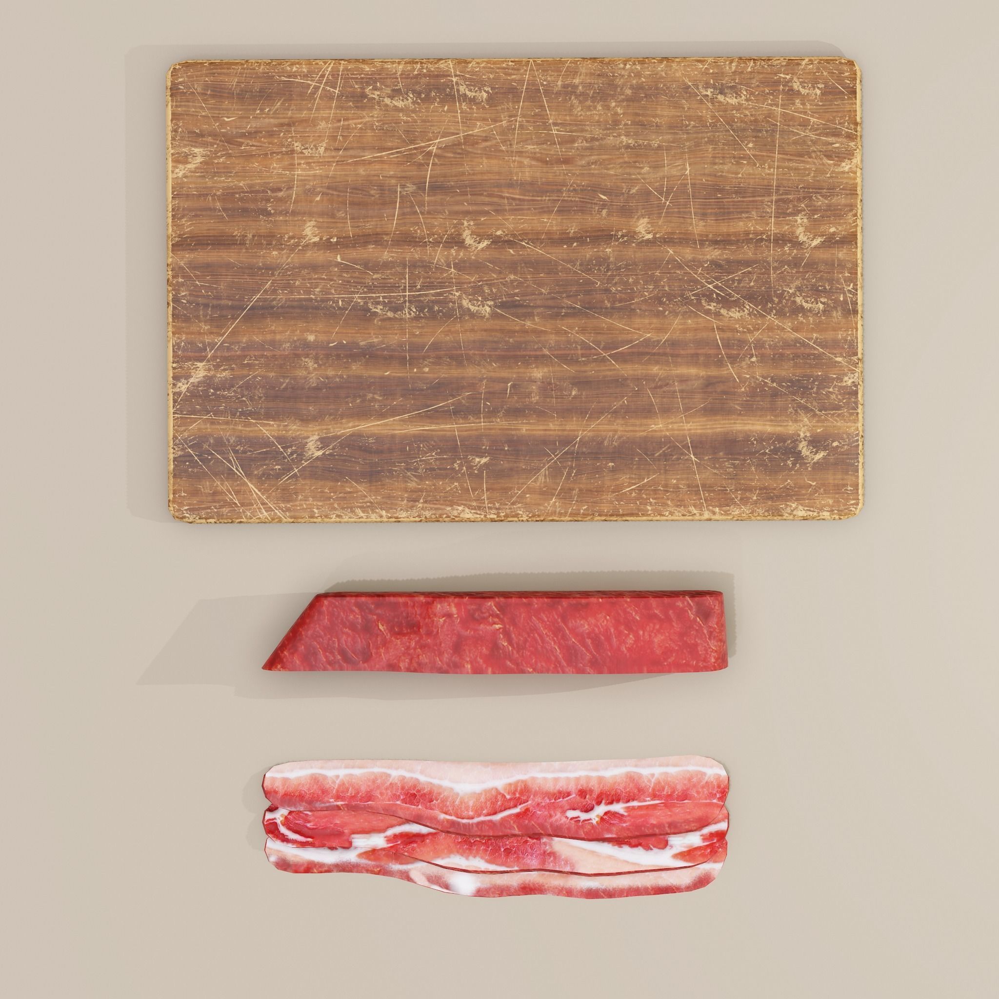 3D model Bacon on Cutting Board VR / AR / low-poly | CGTrader