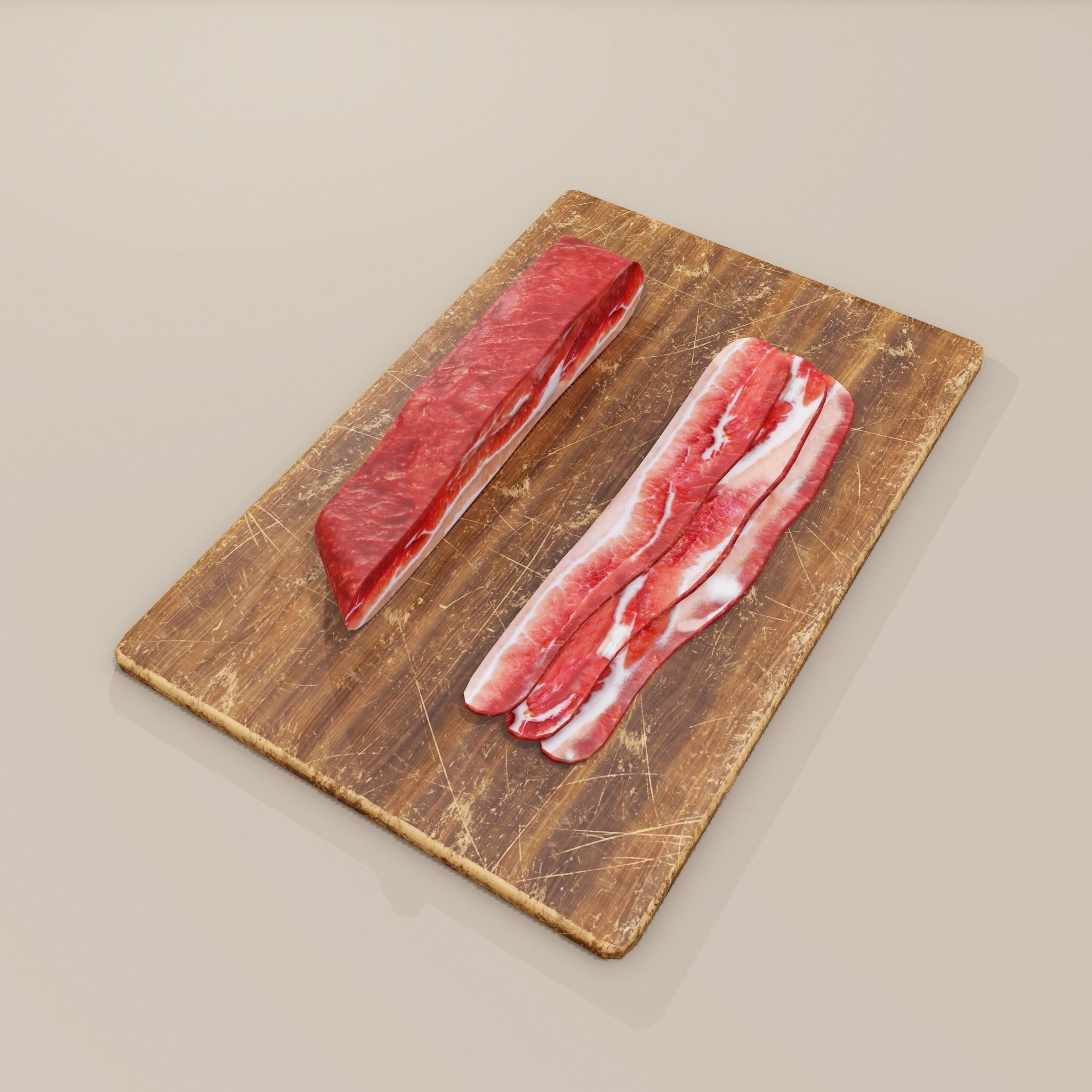 3D model Bacon on Cutting Board VR / AR / low-poly | CGTrader