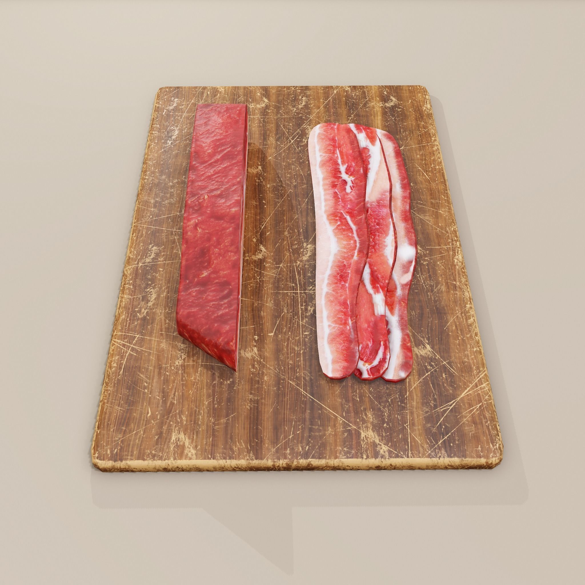 3D model Bacon on Cutting Board VR / AR / low-poly | CGTrader
