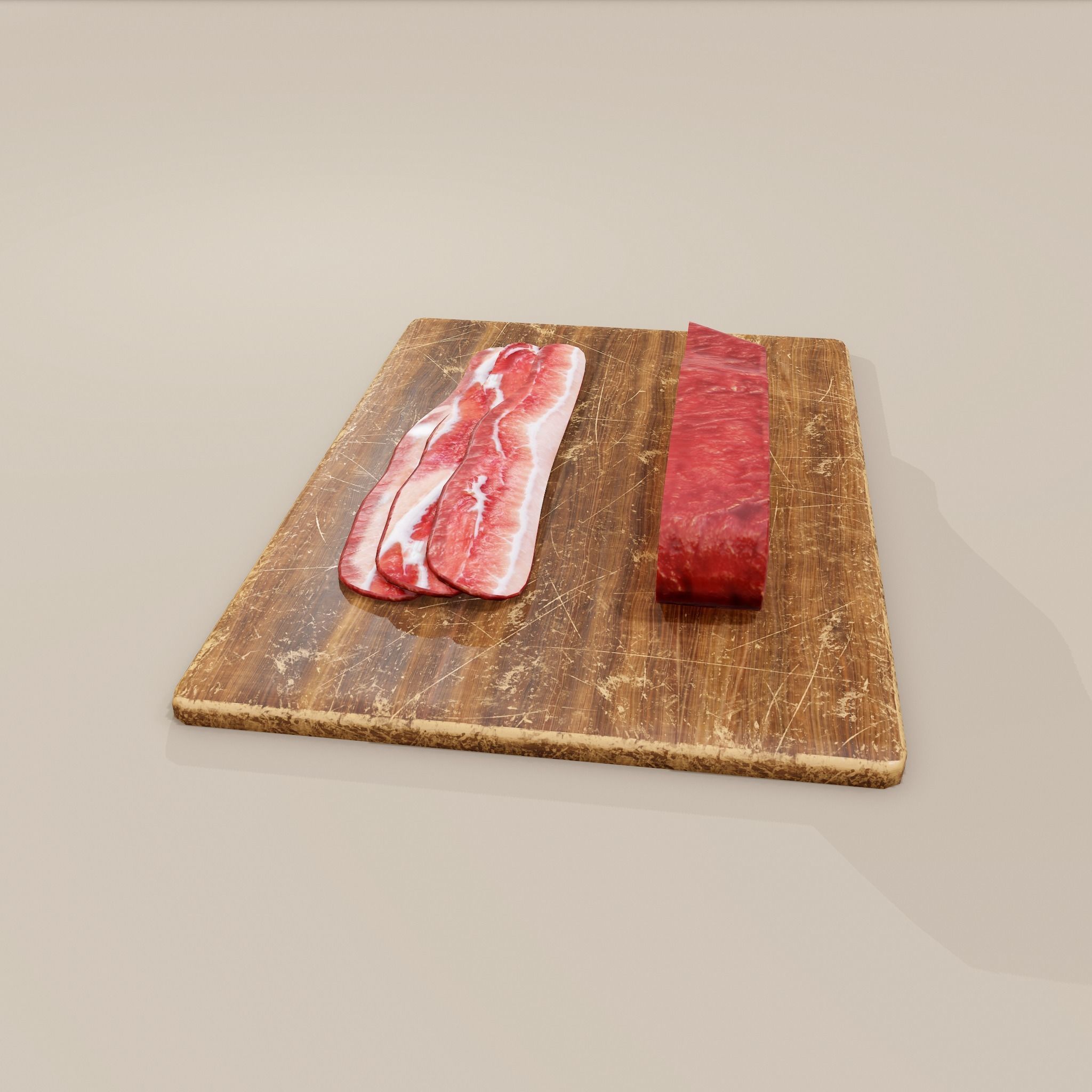 3D model Bacon on Cutting Board VR / AR / low-poly | CGTrader