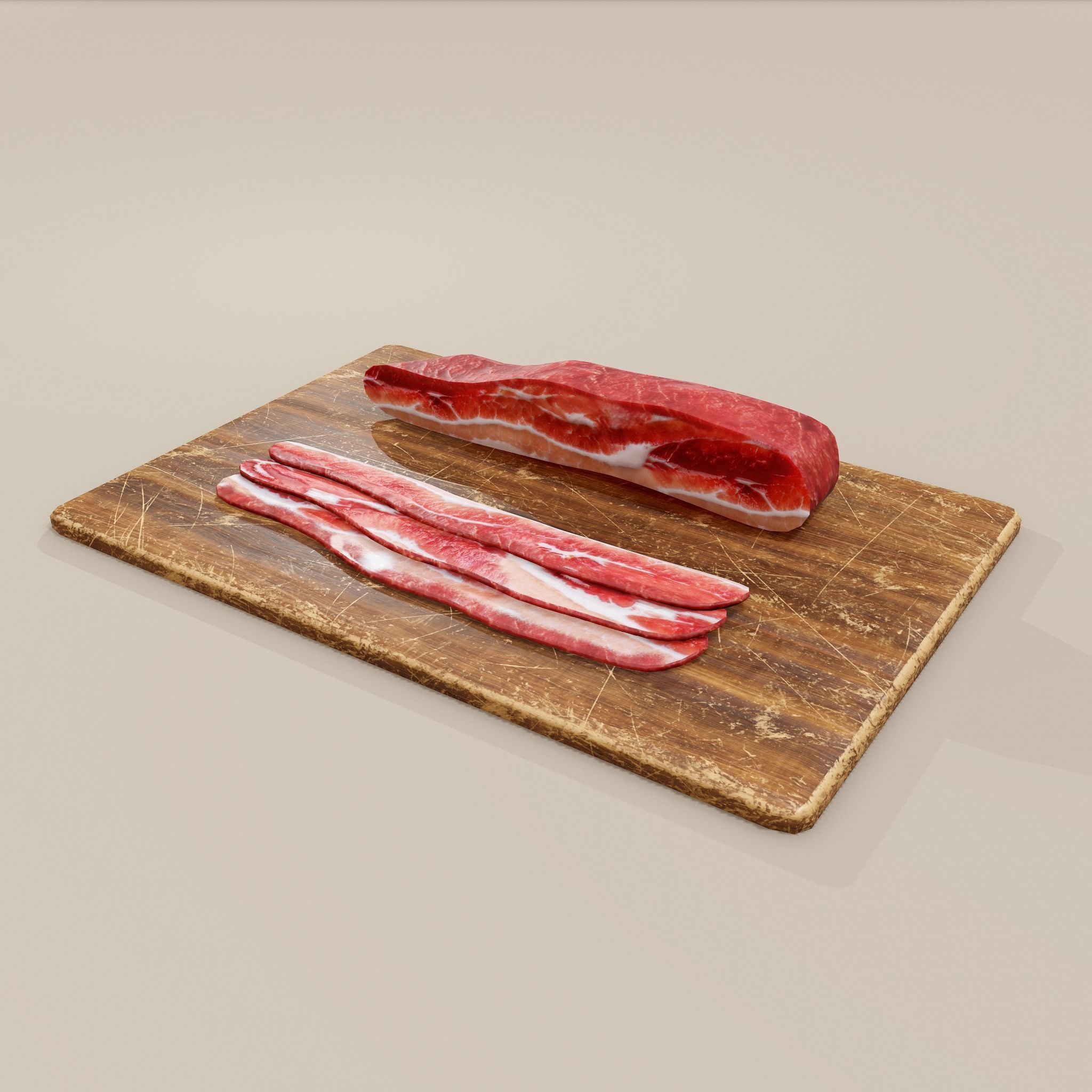 3D model Bacon on Cutting Board VR / AR / low-poly | CGTrader