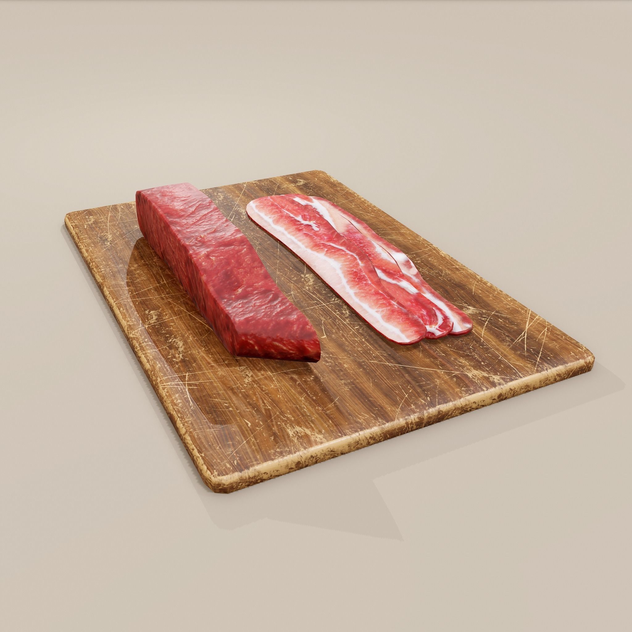 3D model Bacon on Cutting Board VR / AR / low-poly | CGTrader