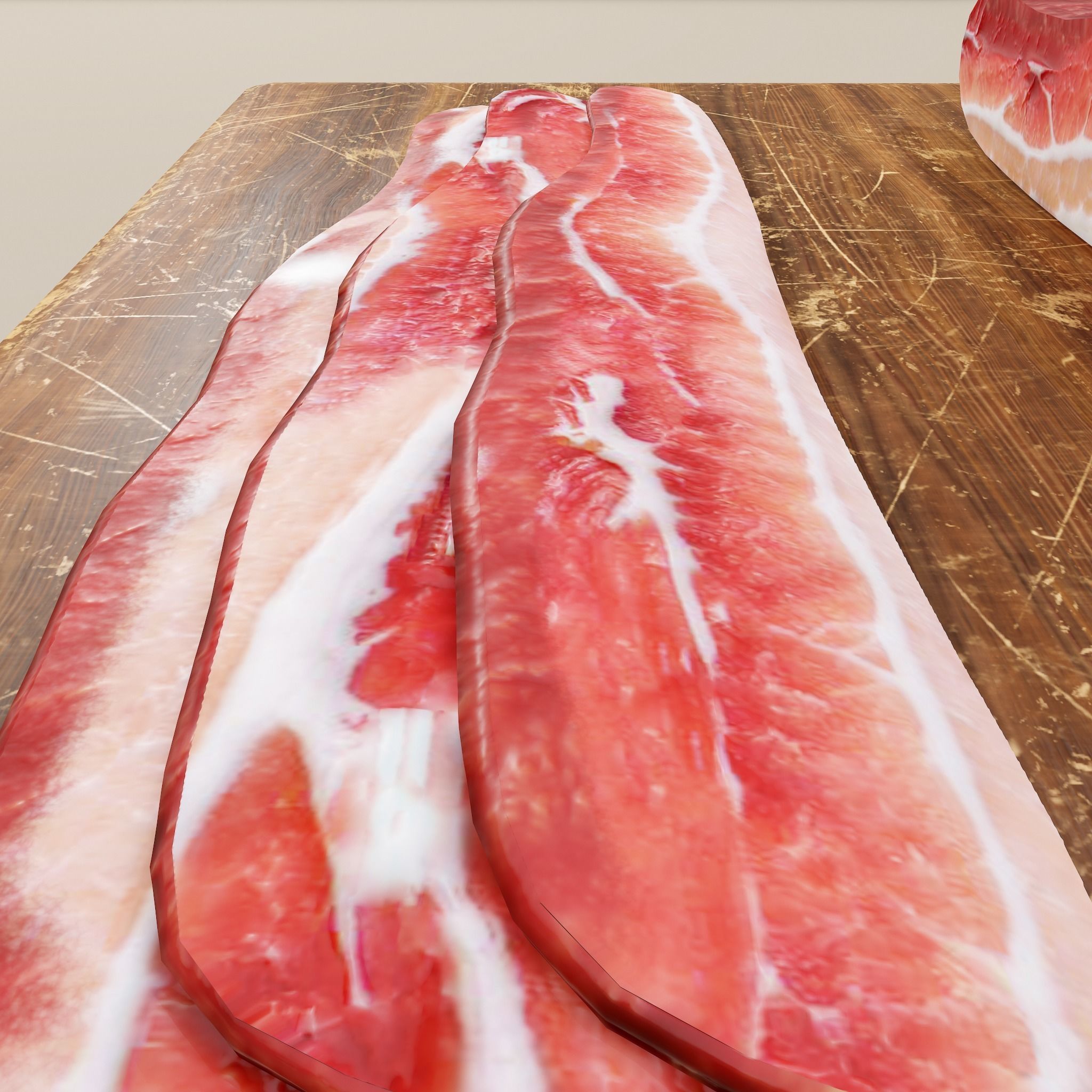 3D model Bacon on Cutting Board VR / AR / low-poly | CGTrader