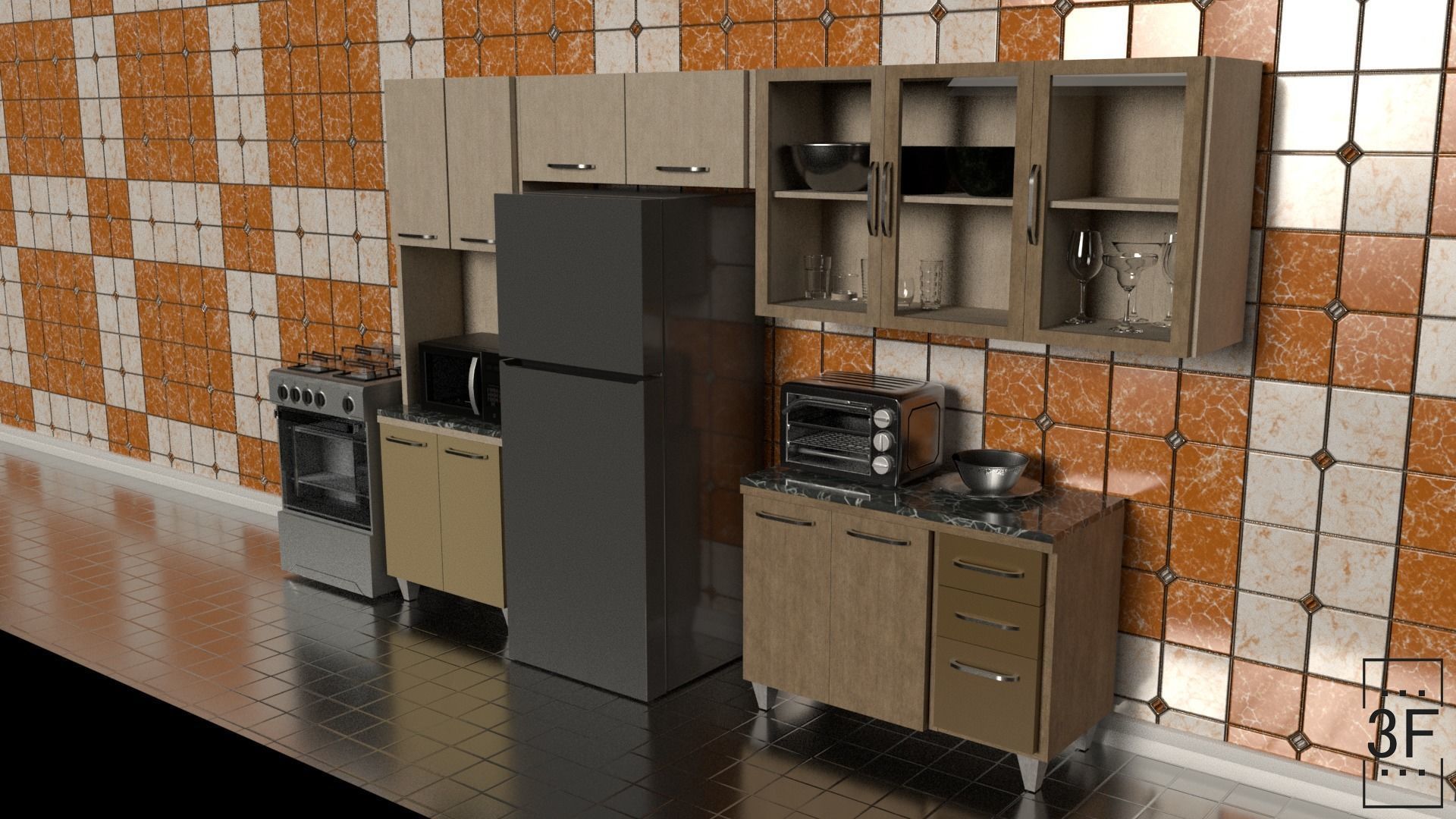 3D model Kitchen props pbr low poly VR / AR / low-poly | CGTrader