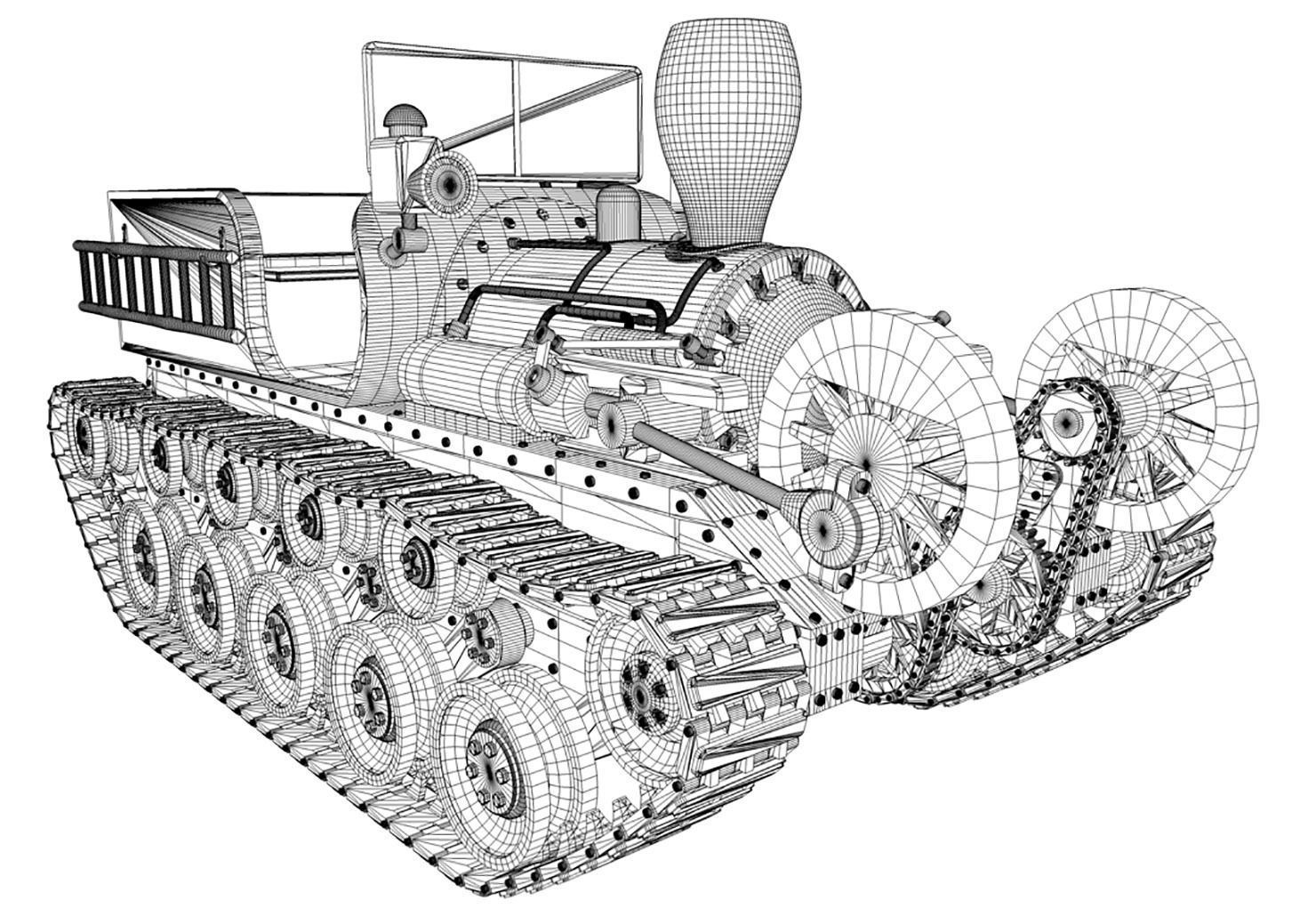 Steam tractor 3D model | CGTrader