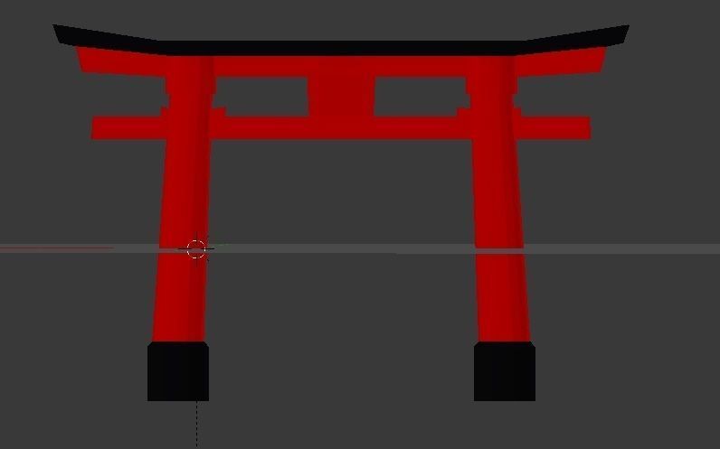 Fuji-like mountain and Toori gate free VR / AR / low-poly 3D model ...