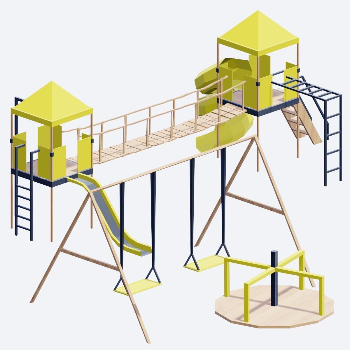 3D model Low Poly Spring People - Posed with Props VR / AR / low-poly ...