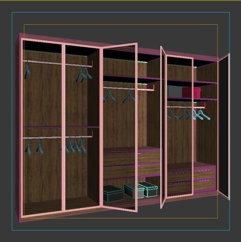 Wardrobe with doors and drawers 3D model | CGTrader