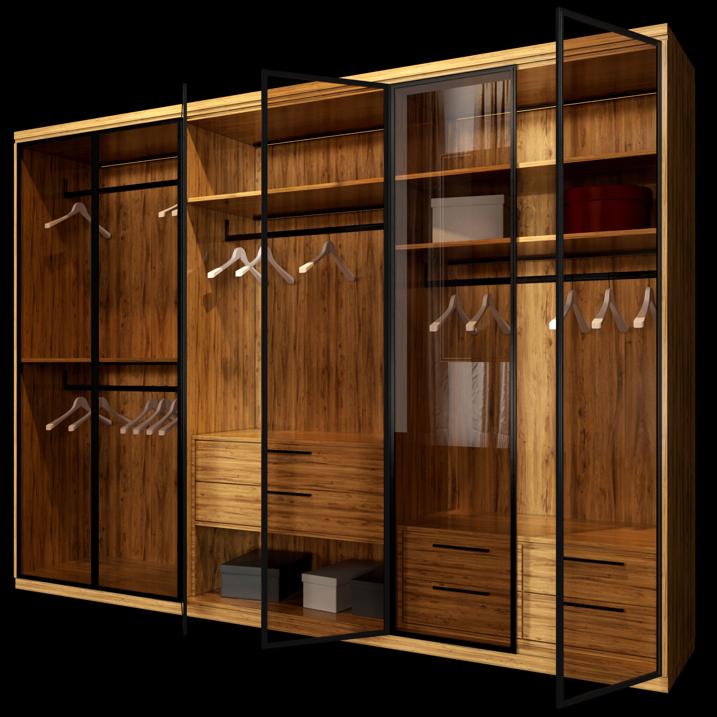 Wardrobe with doors and drawers 3D model | CGTrader