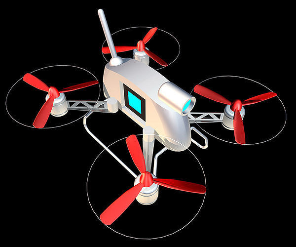 Quadrocopter drone with propellers 3D model | CGTrader
