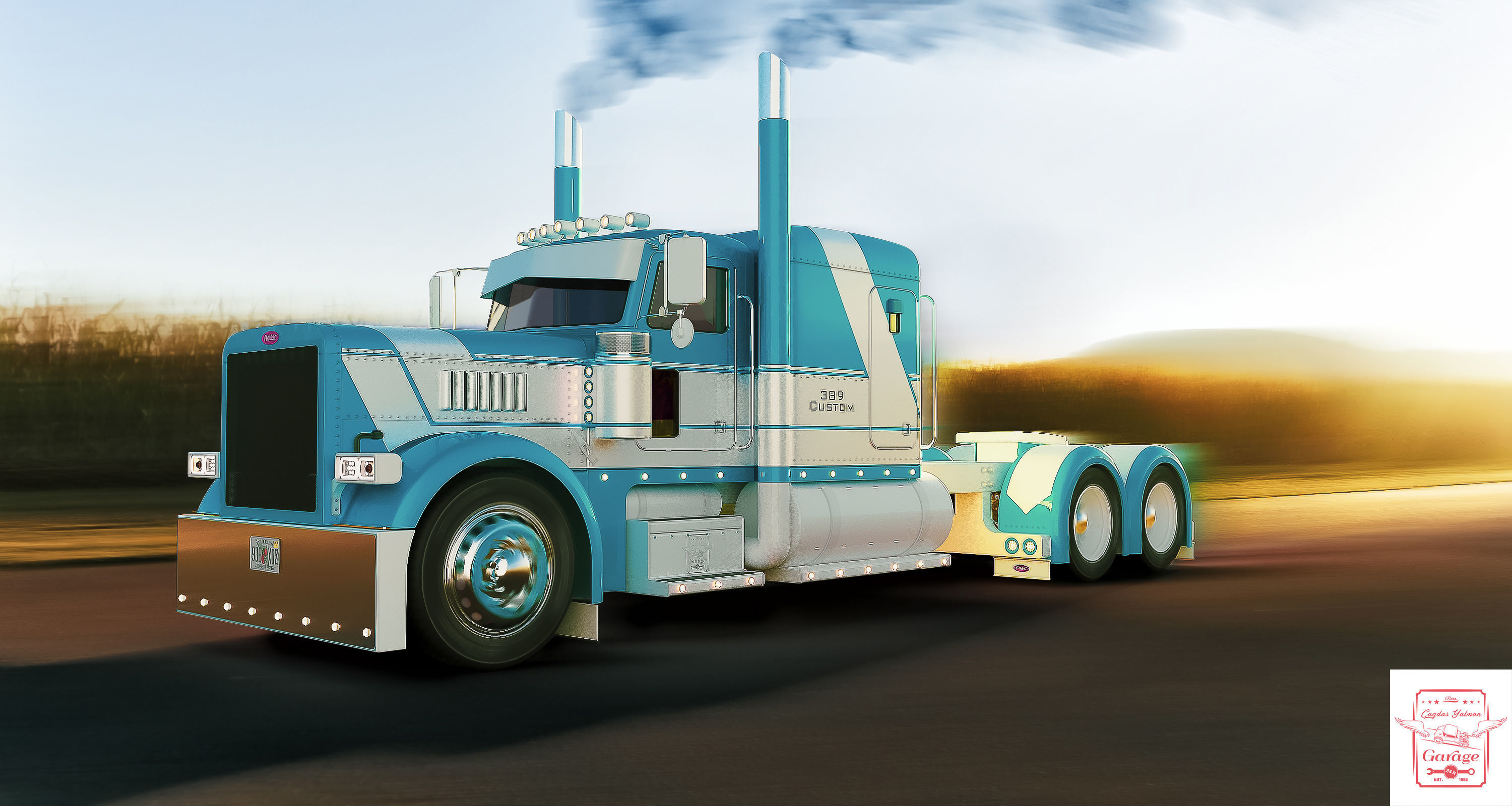 Peterbilt - 389 - EXHD - Blue 3D model | CGTrader