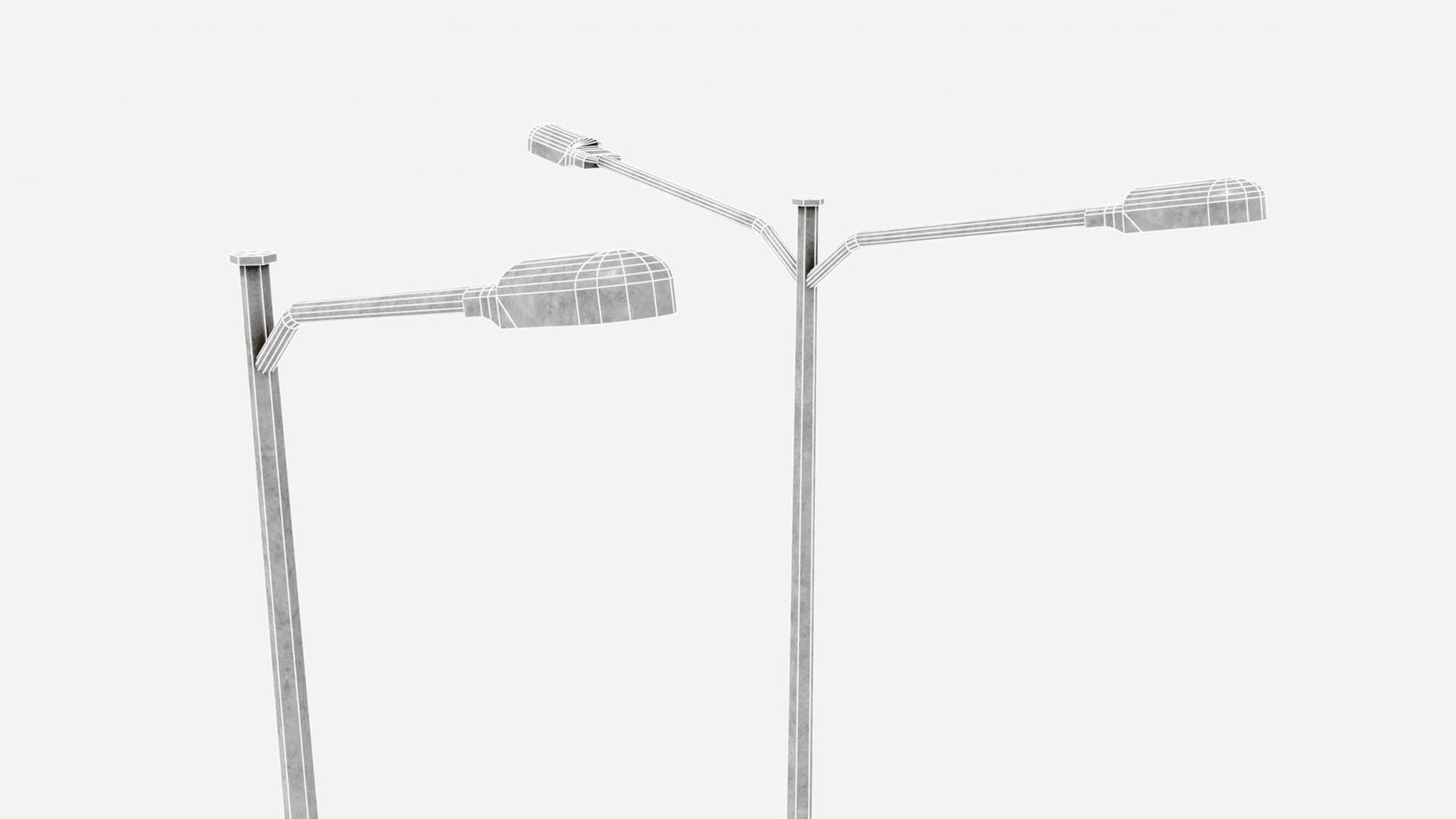 3D model Street Assets - Double and Single Lamp Post VR / AR / low-poly ...