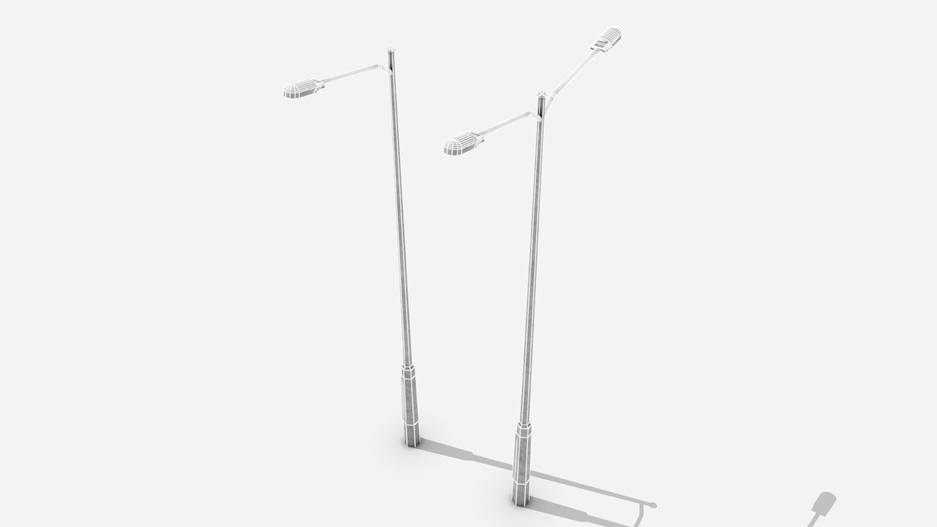 3D model Street Assets - Double and Single Lamp Post VR / AR / low-poly ...