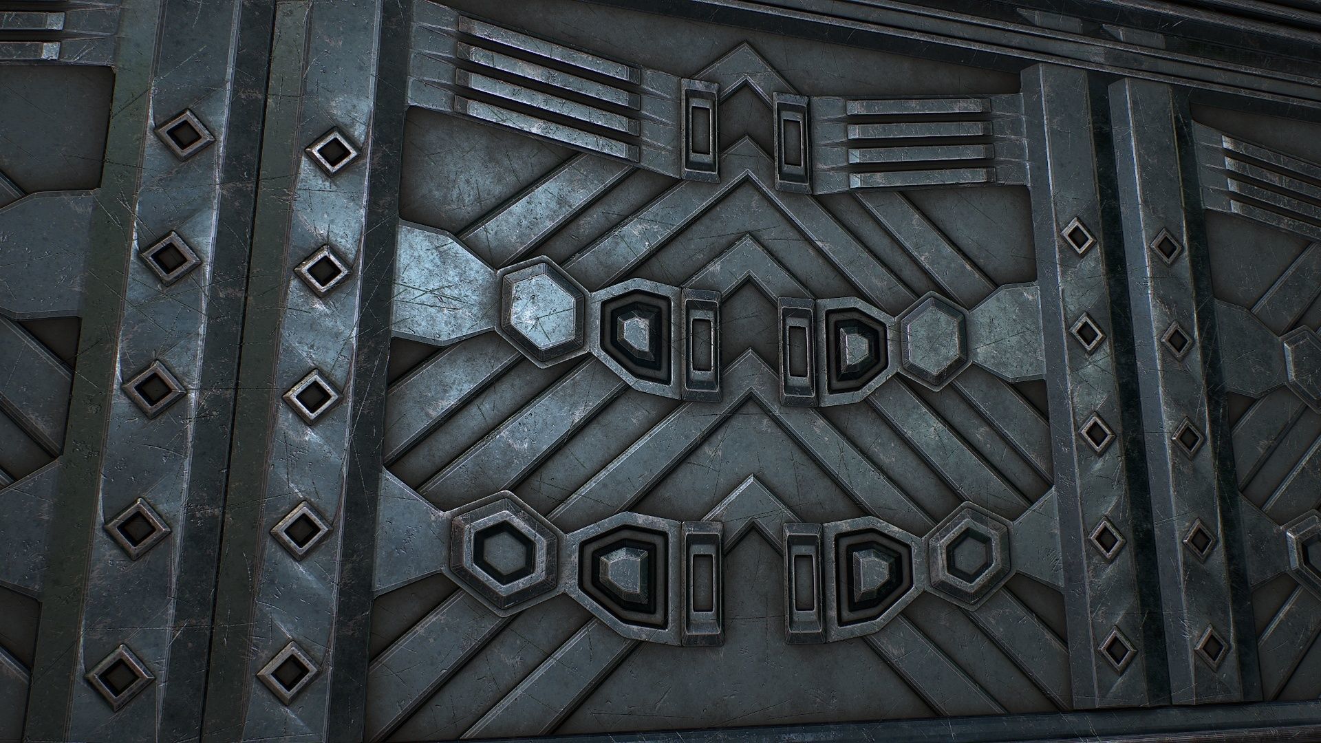 Texture PBR tileable fantasy metal wall textures with relief VR / AR ...