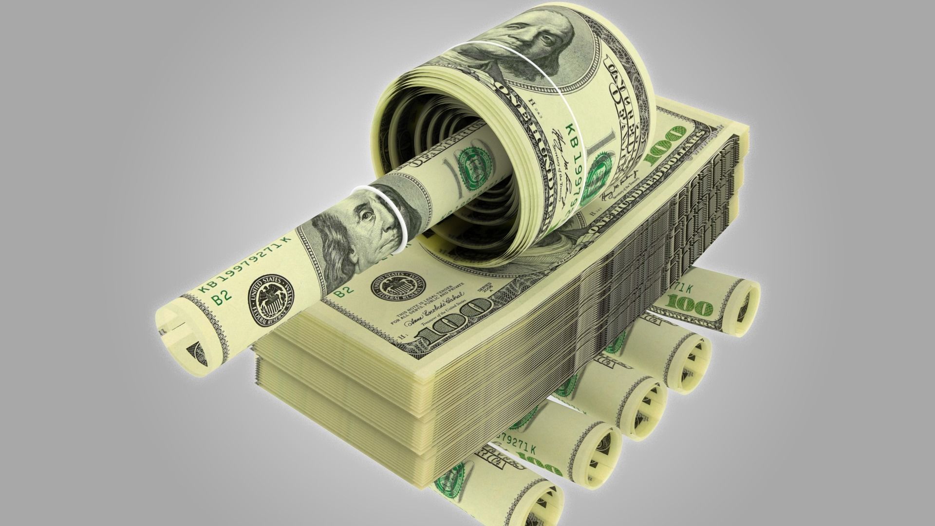 dollar-tank stack of dollar bills 3D model | CGTrader