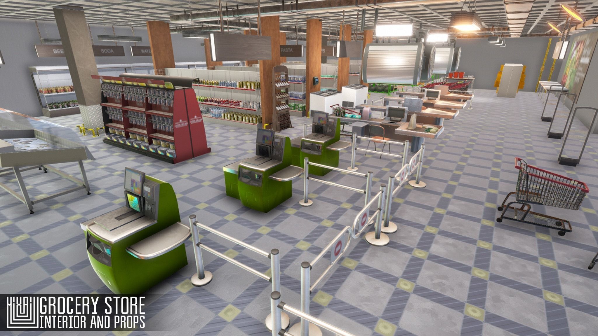 3D model Grocery store - interior and props VR / AR / low-poly | CGTrader