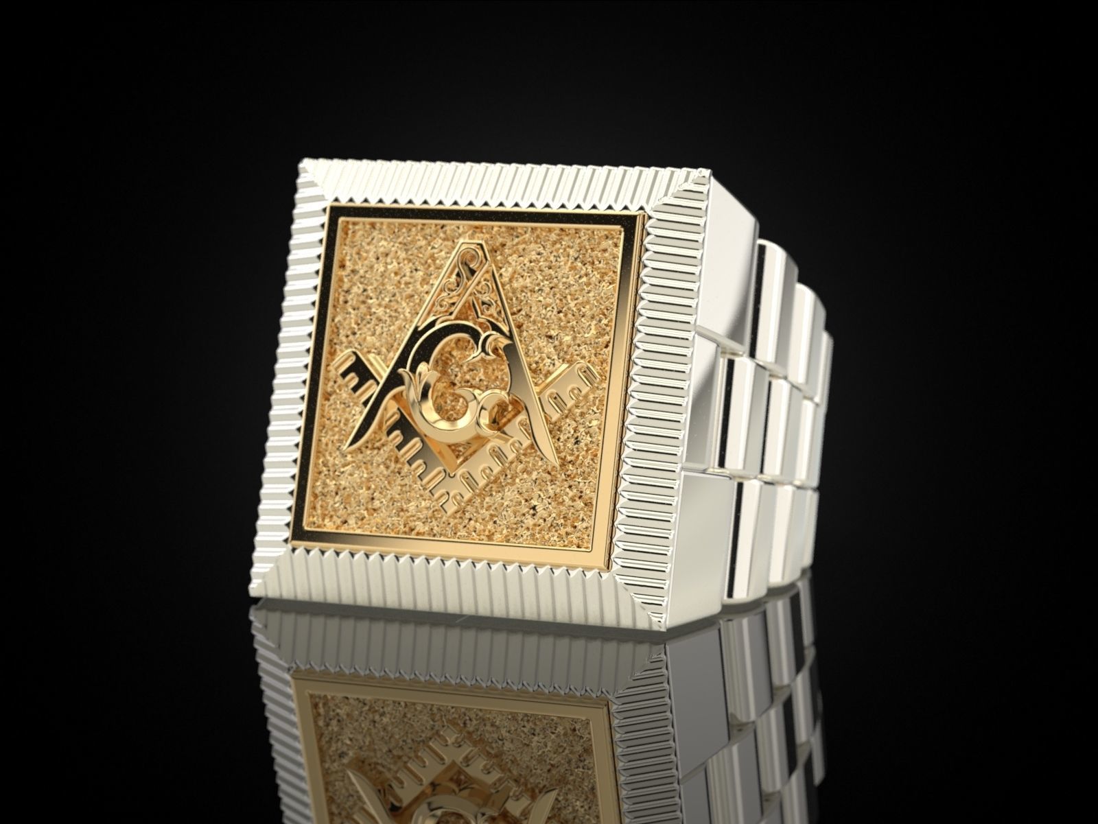 Mason Men ring 3 3D model 3D printable | CGTrader