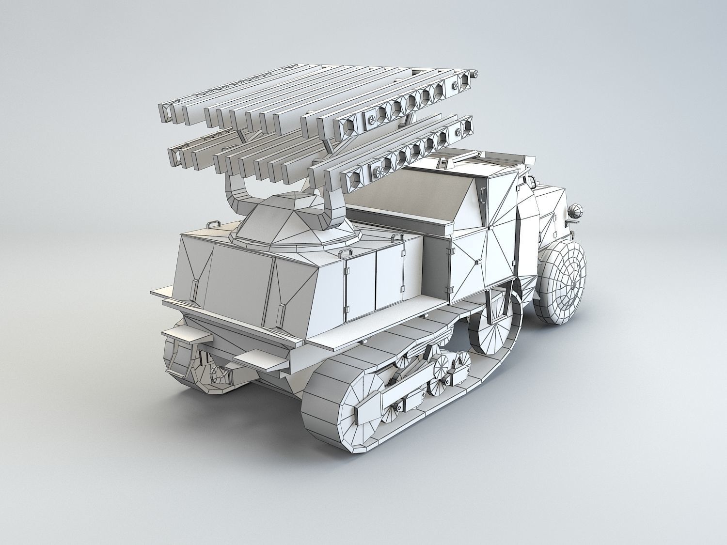 3D model Low Poly 8 cm Raketen Vielfachwerfer auf Fahrgestell Zgkw S303 ...