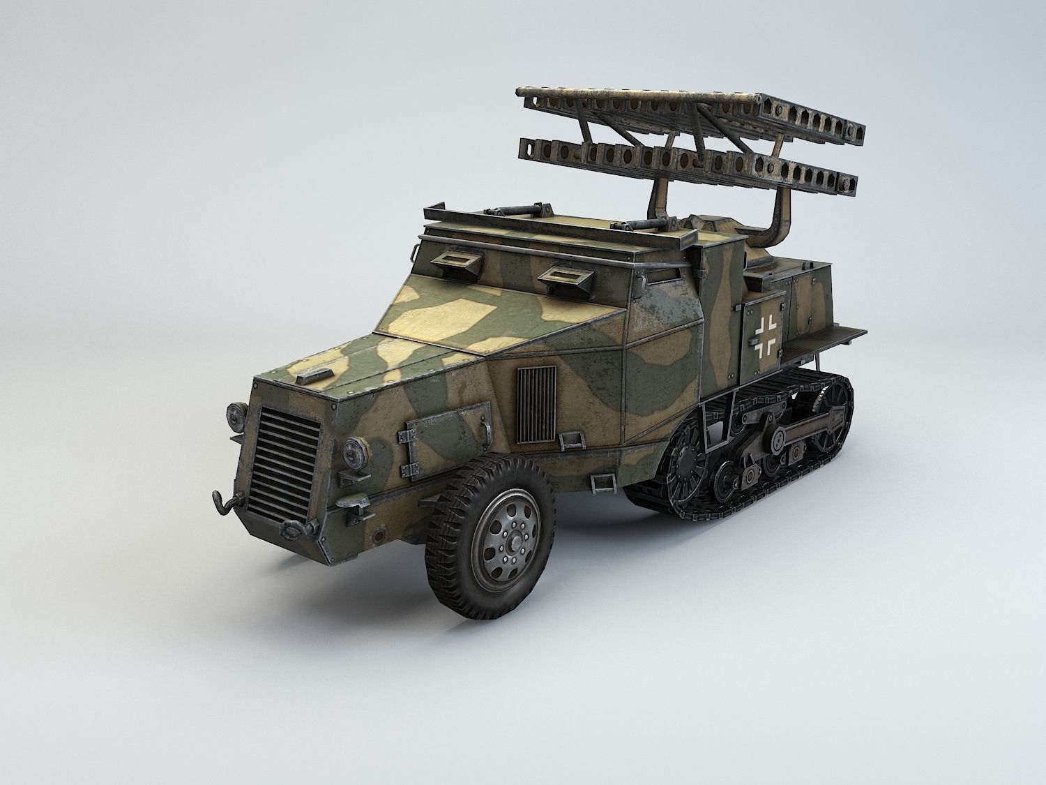 3D model Low Poly 8 cm Raketen Vielfachwerfer auf Fahrgestell Zgkw S303 ...