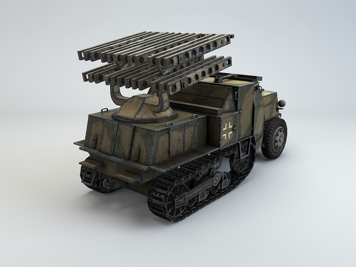 3D model Low Poly 8 cm Raketen Vielfachwerfer auf Fahrgestell Zgkw S303 ...