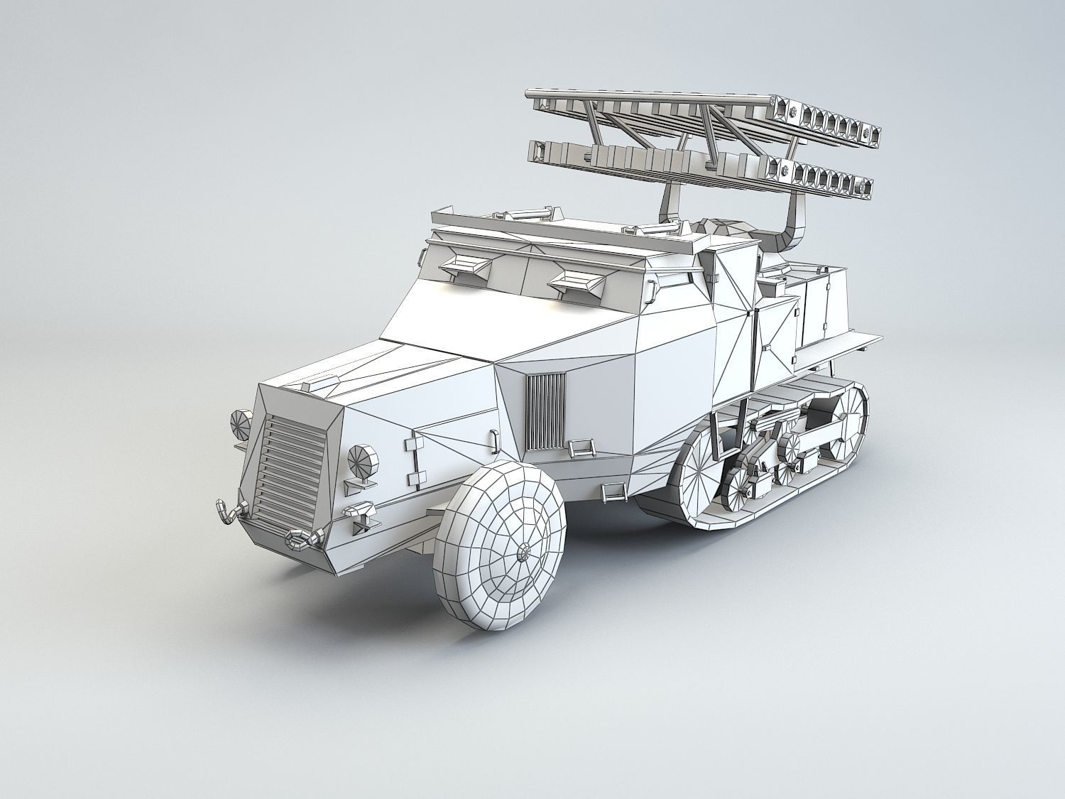 3D model Low Poly 8 cm Raketen Vielfachwerfer auf Fahrgestell Zgkw S303 ...