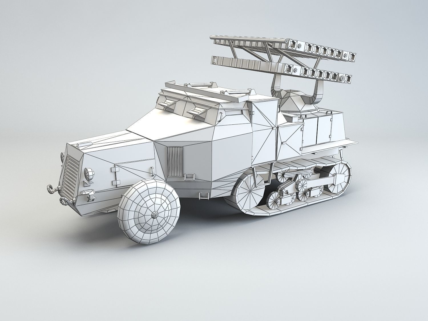 3D model Low Poly 8 cm Raketen Vielfachwerfer auf Fahrgestell Zgkw S303 ...