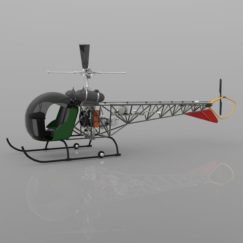 Bell 47G Helicopter 3D model | CGTrader