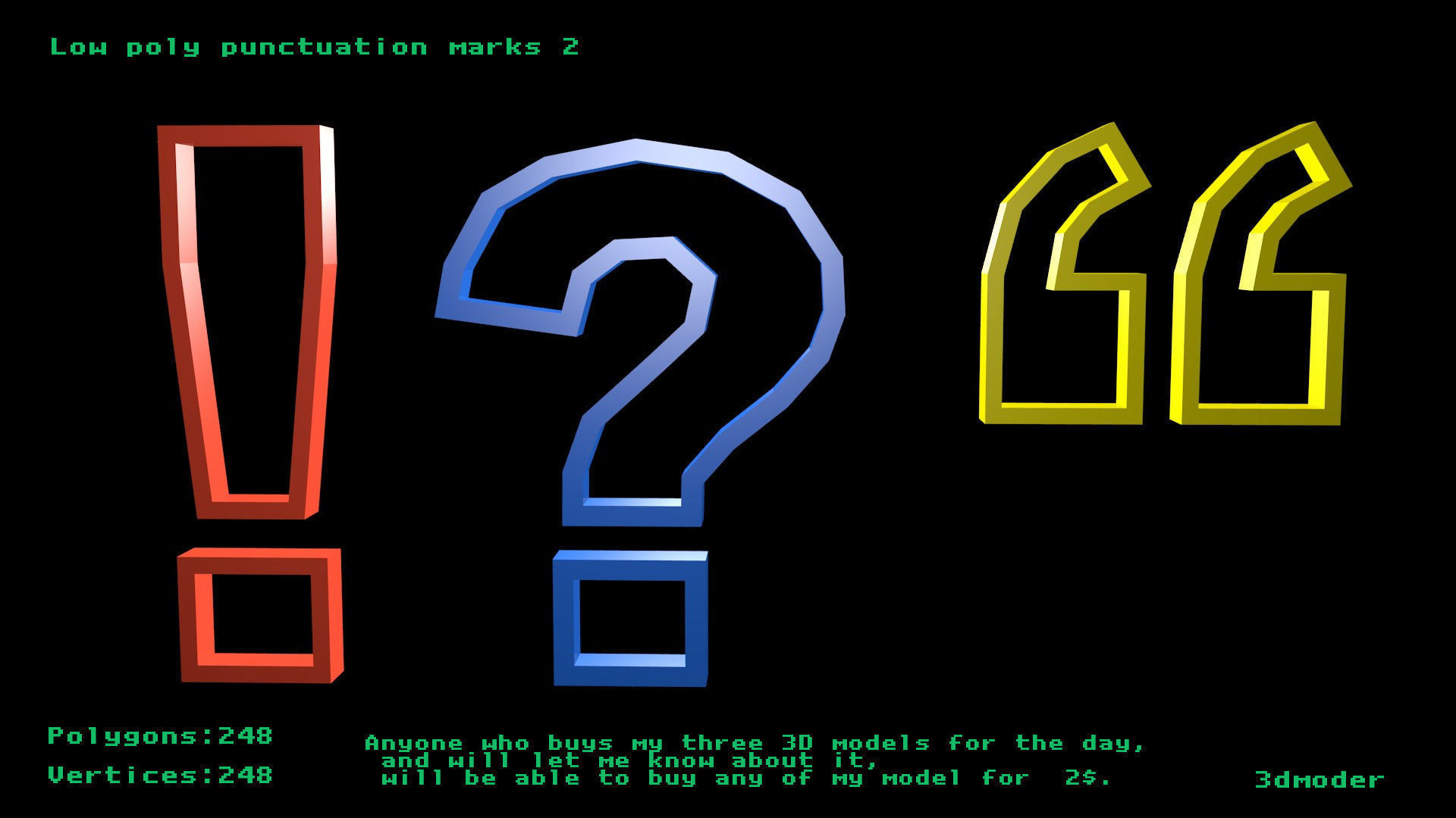 3D model Low poly punctuation marks 2 VR / AR / low-poly | CGTrader