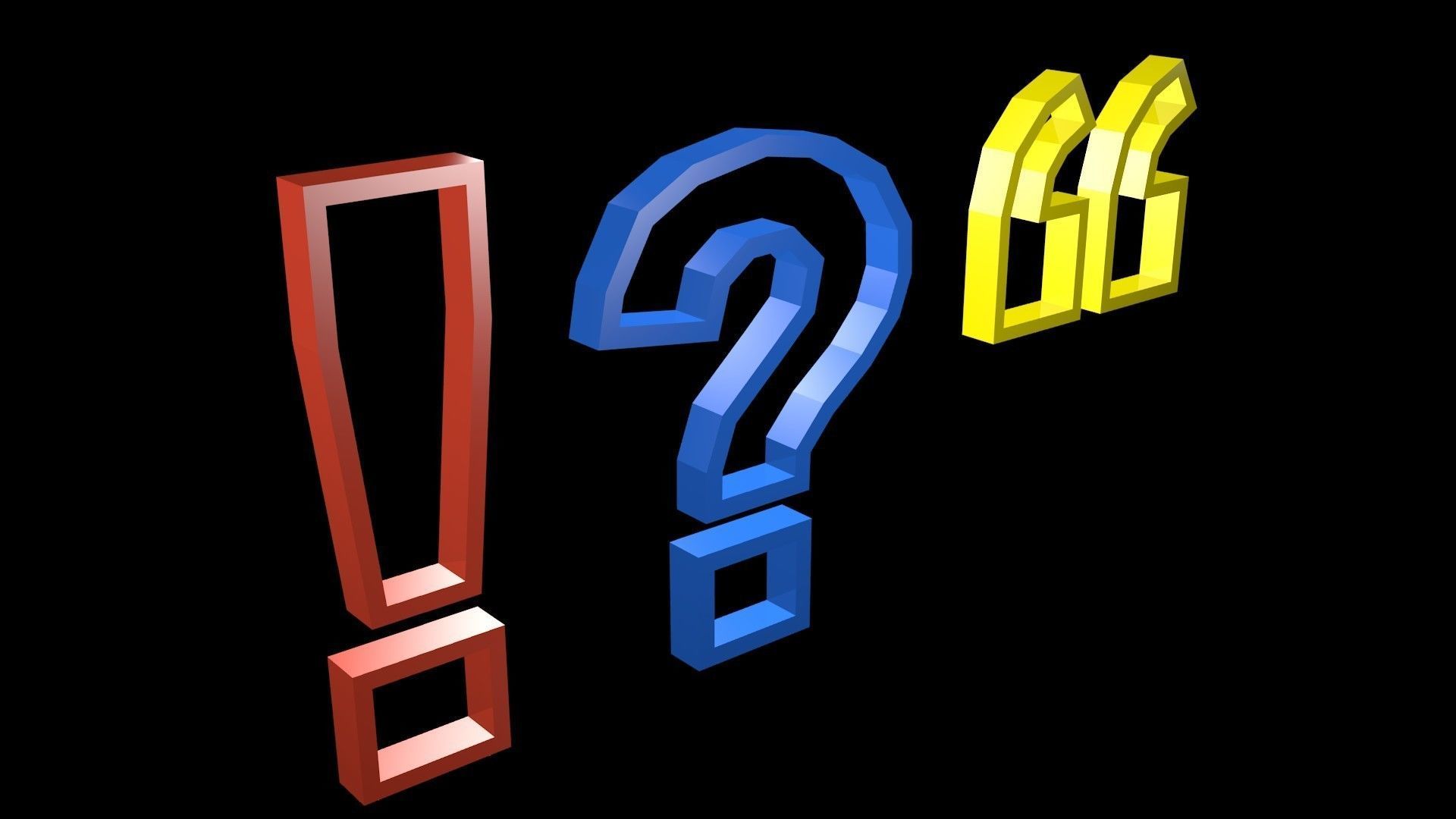 3D model Low poly punctuation marks 2 VR / AR / low-poly | CGTrader