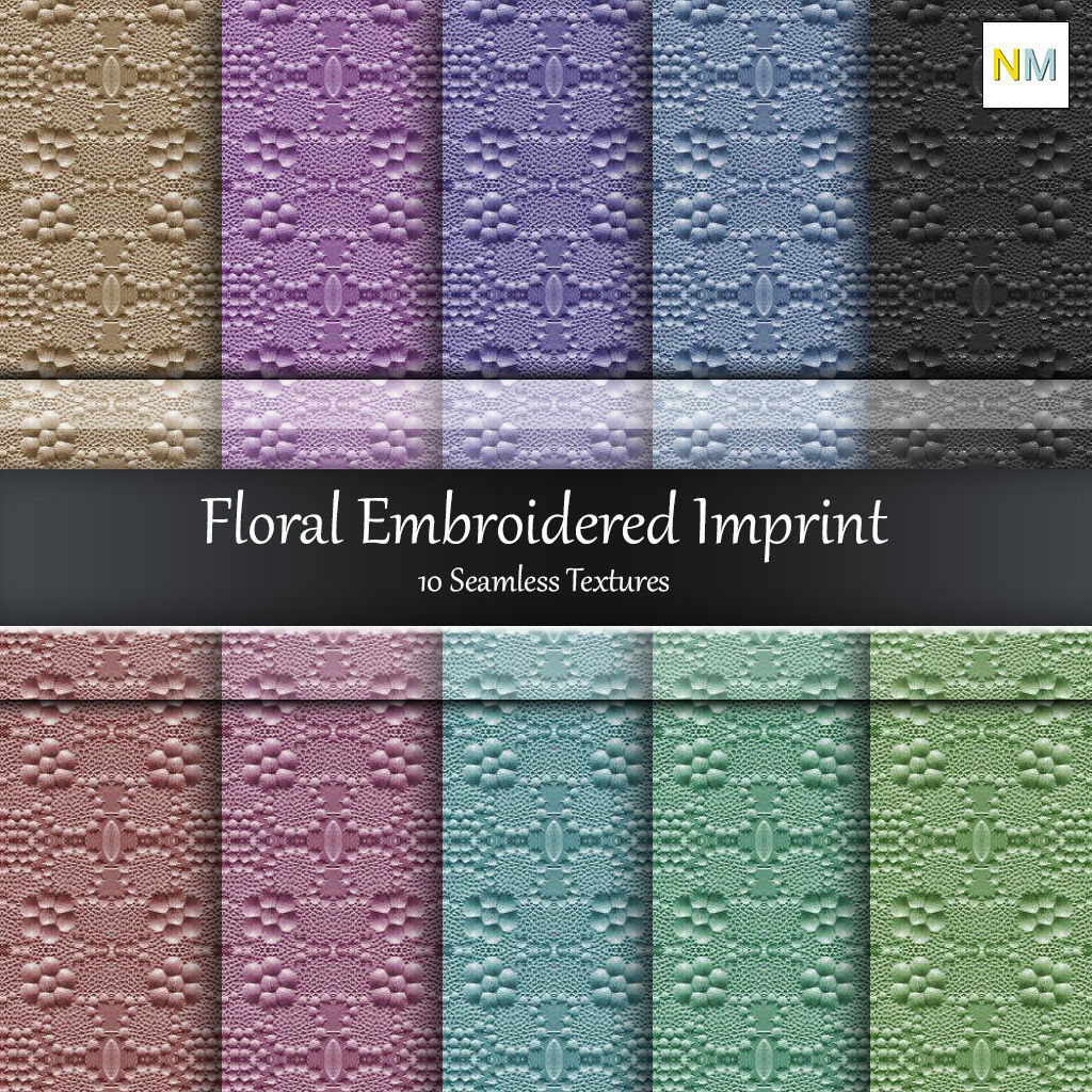 3D model Floral Embroidered Imprint Seamless Textures Set