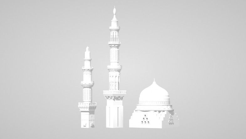 3D model islamic Mosque Green Dome VR / AR / low-poly | CGTrader