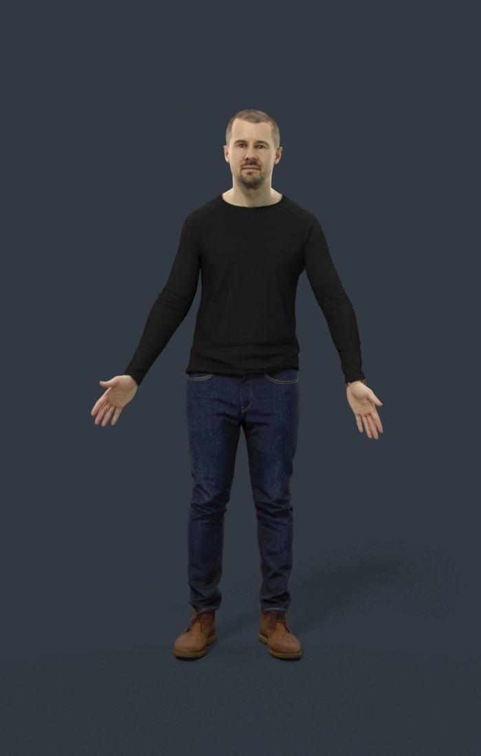 3D model Man Casual Animated in Jeans Long Sleeves - A-pose - Master VR ...